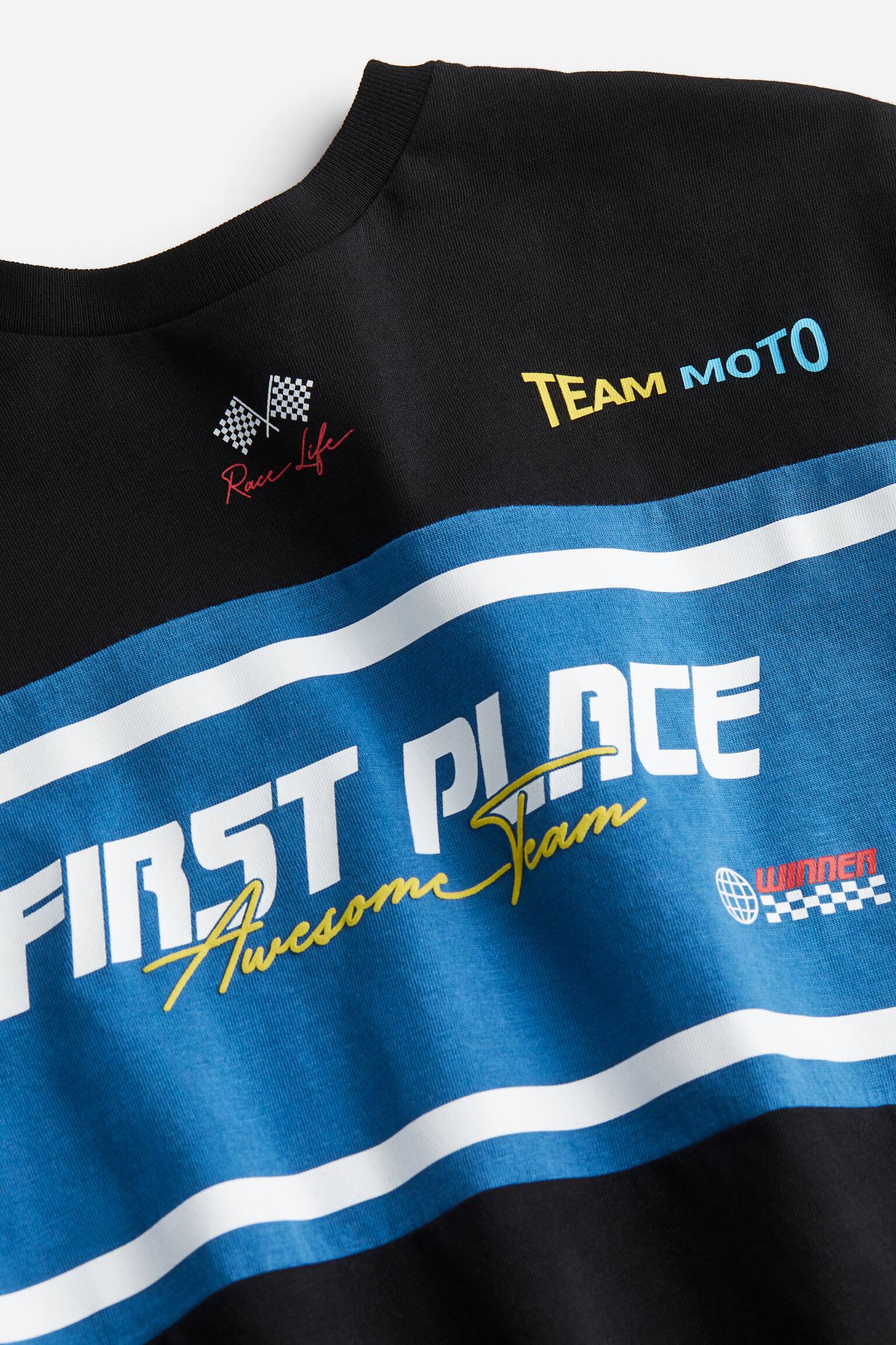 Oversized printed T-shirt - Black/First Place - Kids | H&M GB