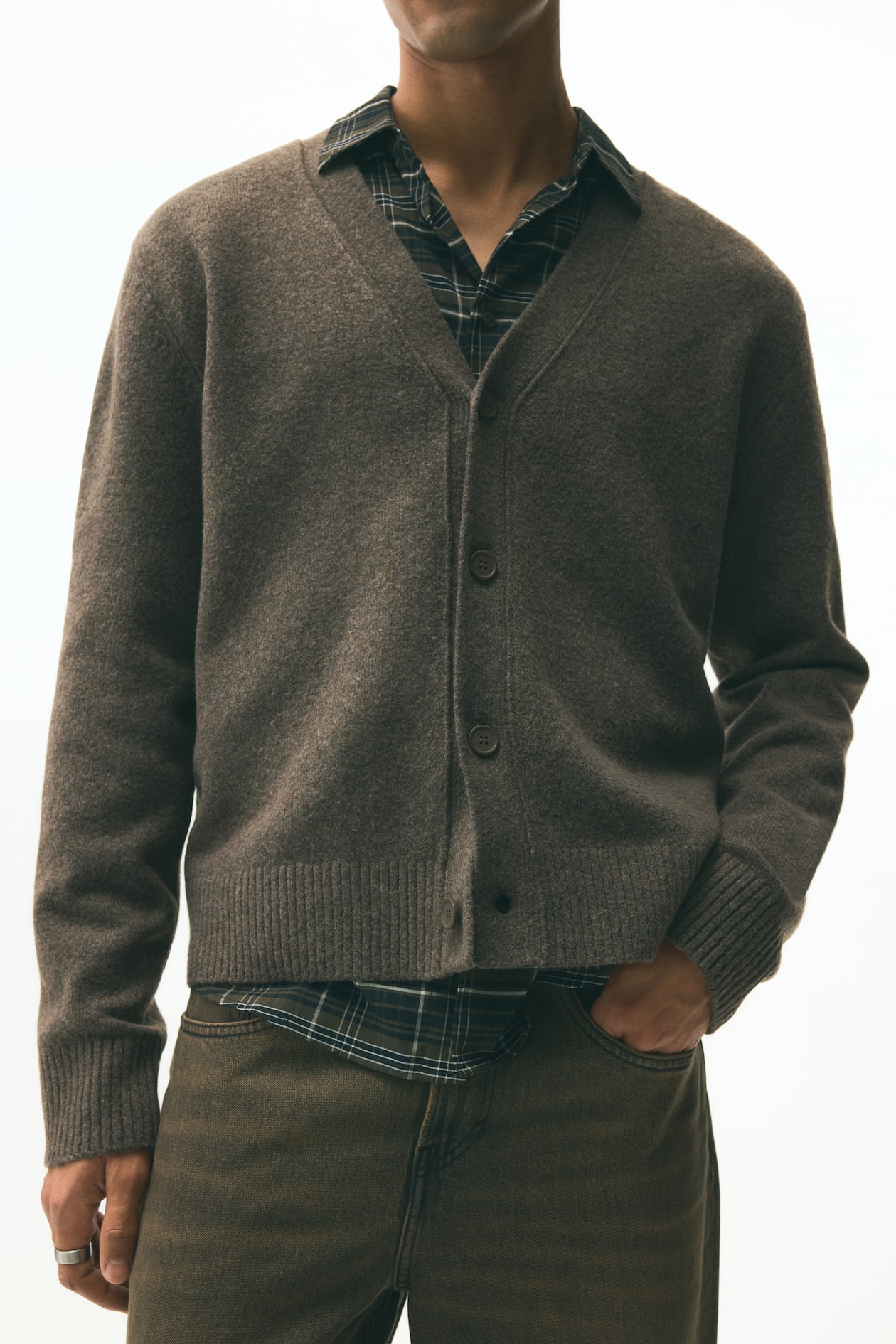 Regular-Fit Brushed Cardigan - Brown - Men | H&M US