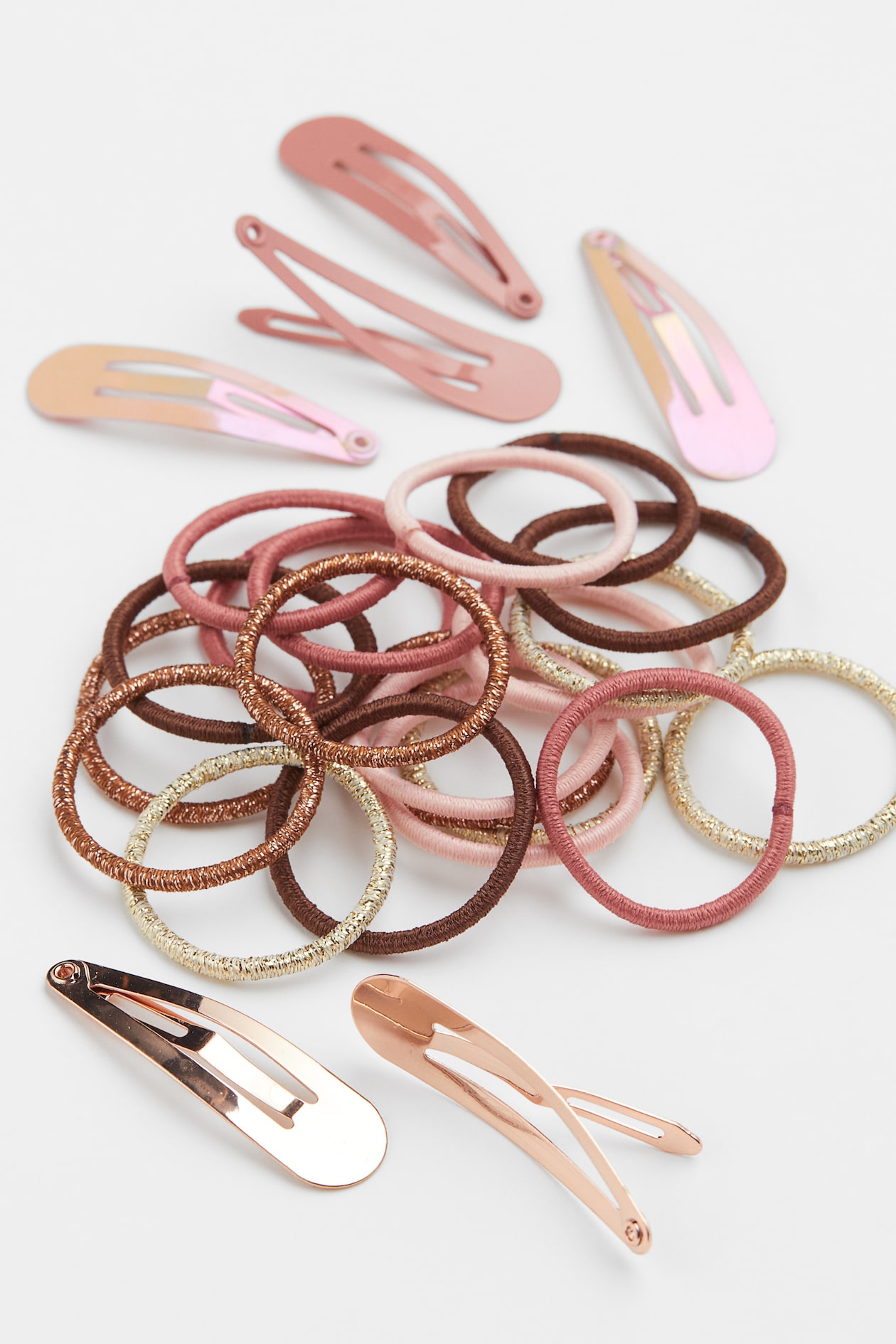 Powder pink/Gold-coloured Hair elastics and clips for kids | H&M GB