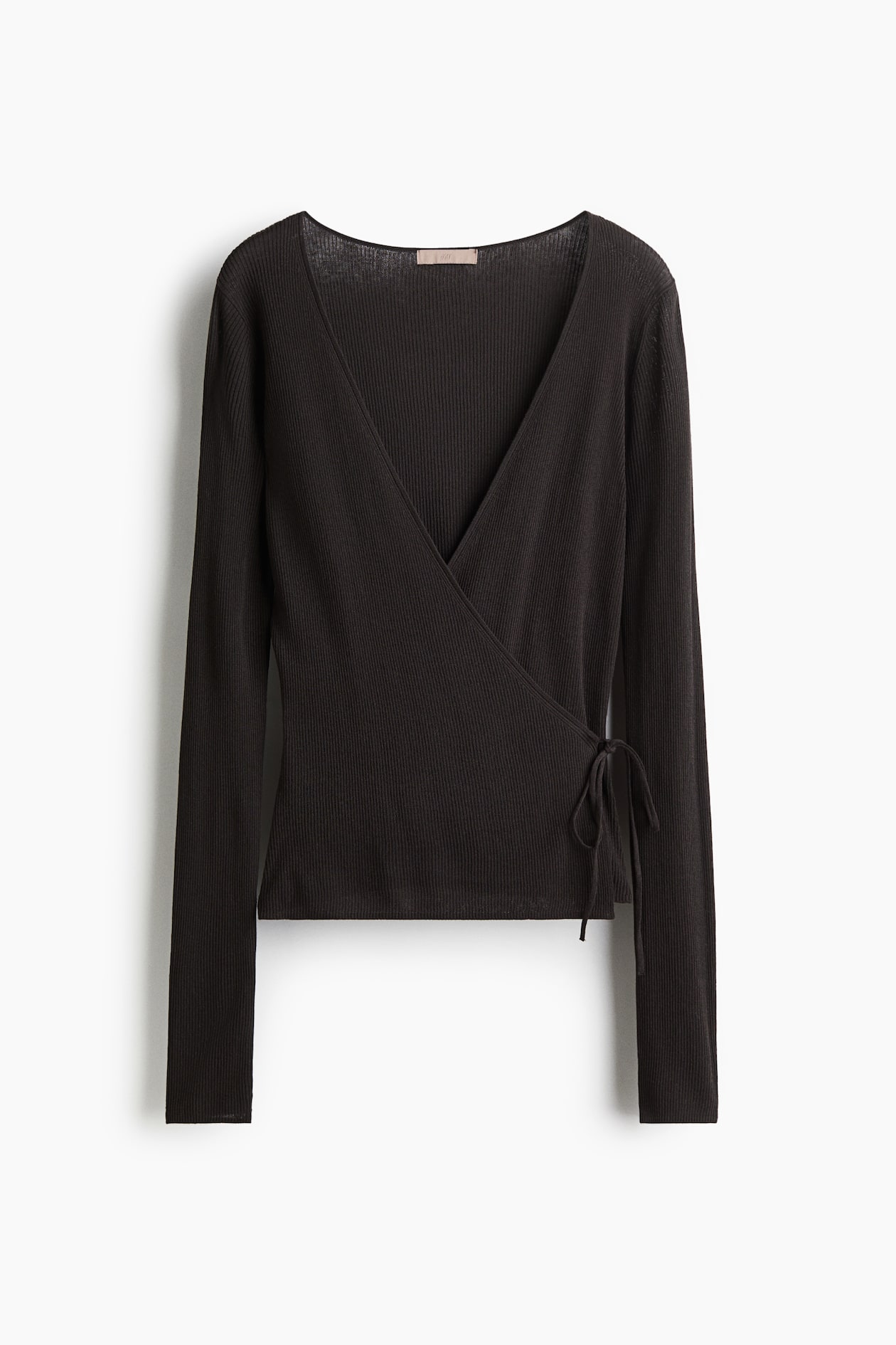 Women's Dark brown Rib-knit wrap cardigan | H&M IN
