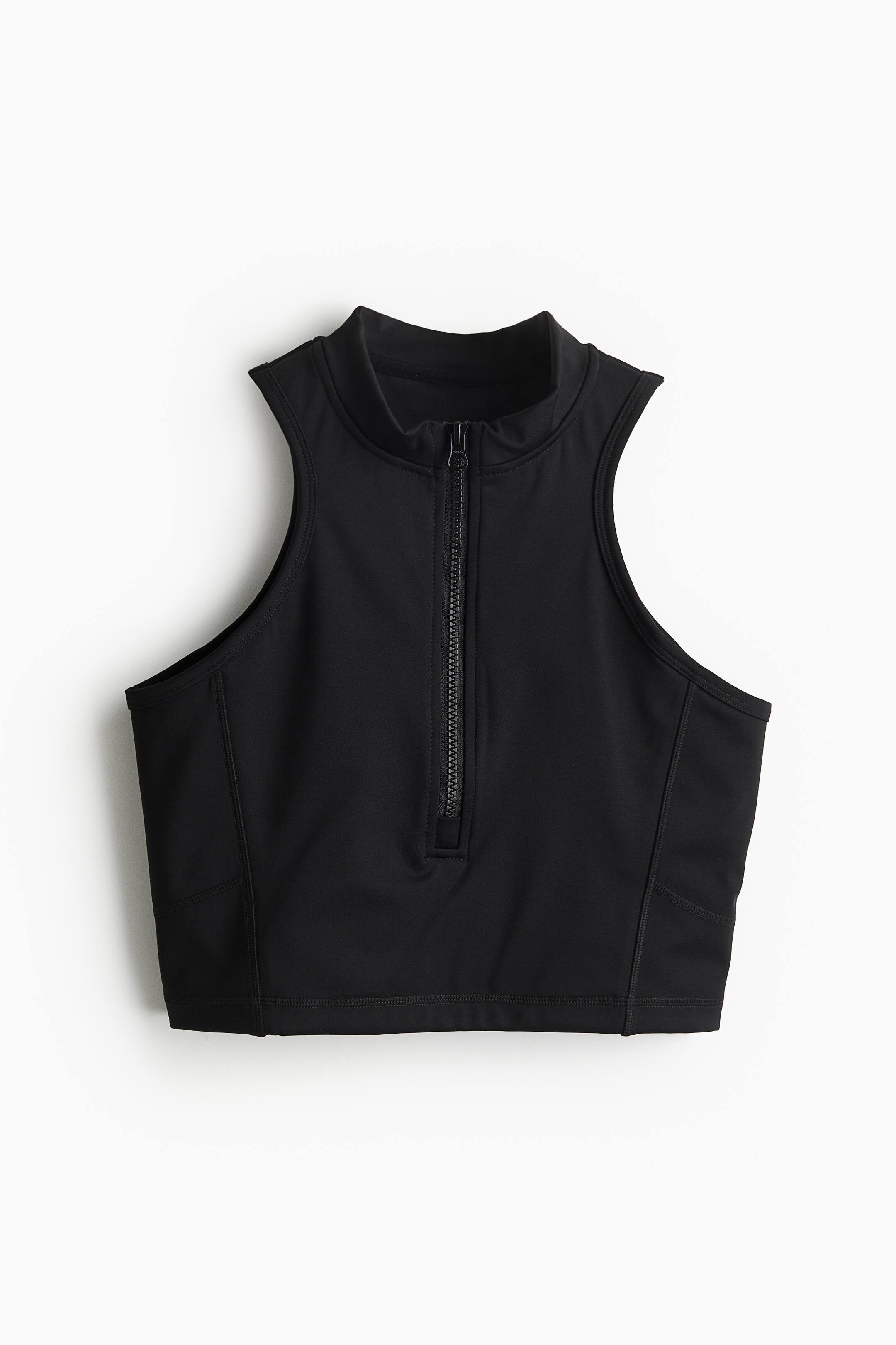 Sculpting Racer Front Zip Top - Mouwloos - Black - DAMES | H&M NL
