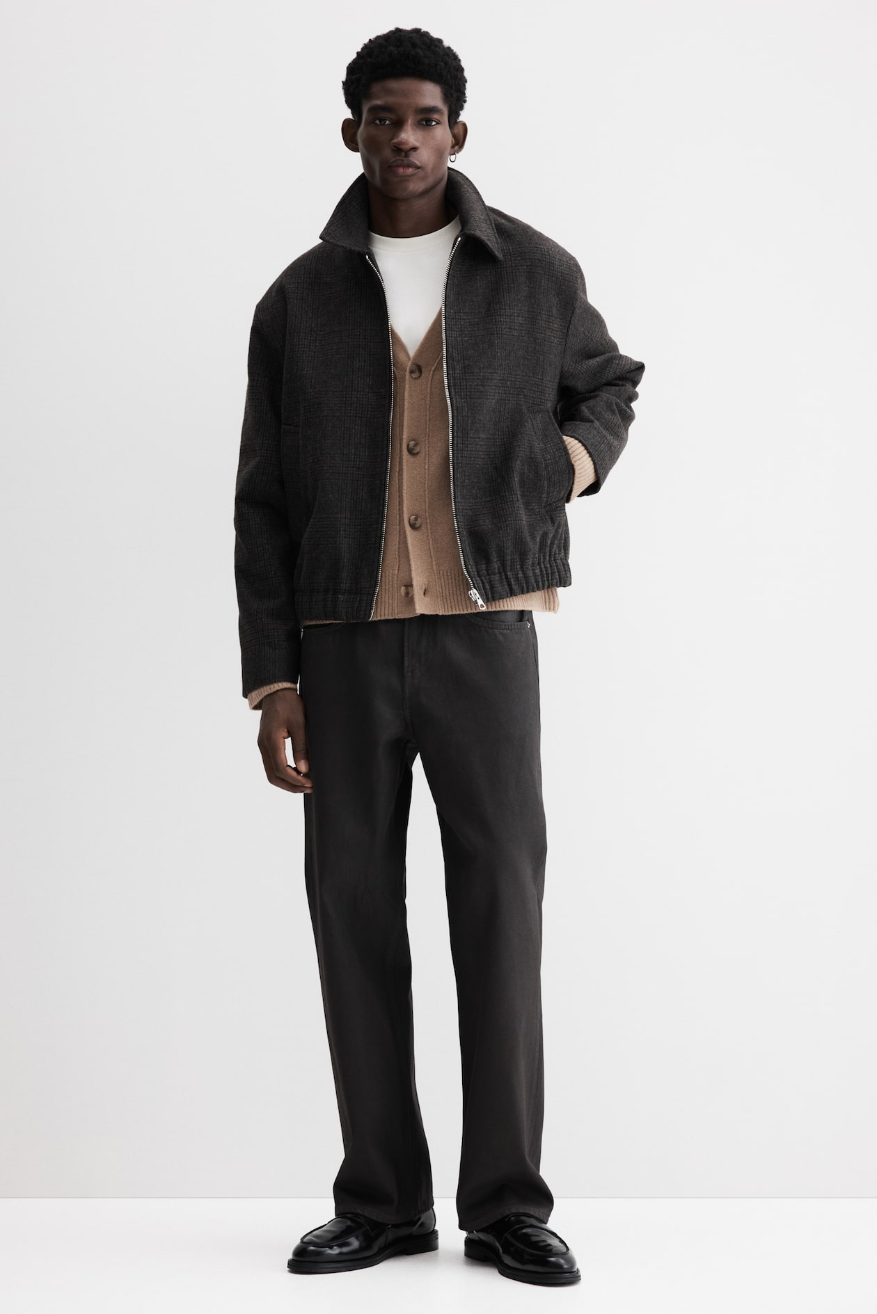 Regular Fit Felted shacket - Dark brown - Men | H&M GB