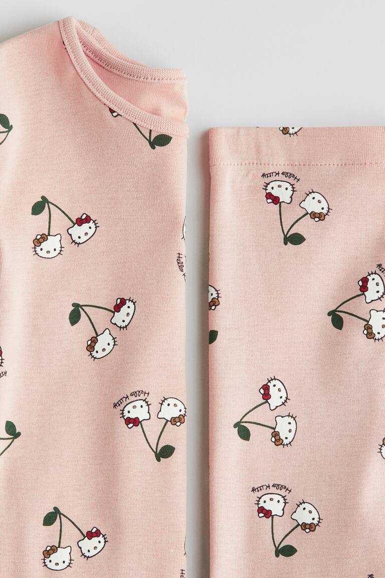 Peach pink/Hello Kitty Snug Fit Printed Jersey Pajamas for kids | H&M US