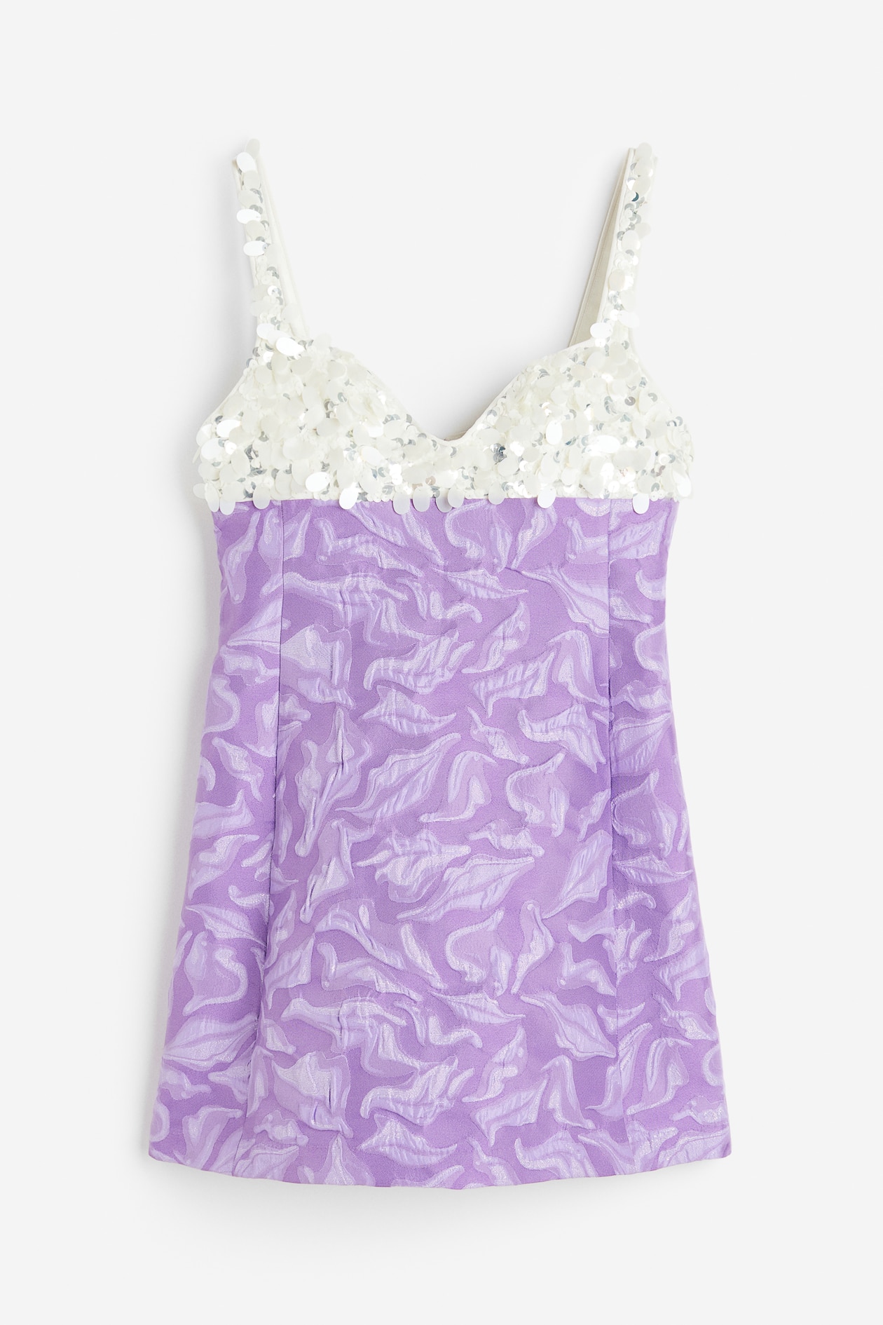 Embellished jacquard-weave mini dress - Light purple/Marble-patterned ...
