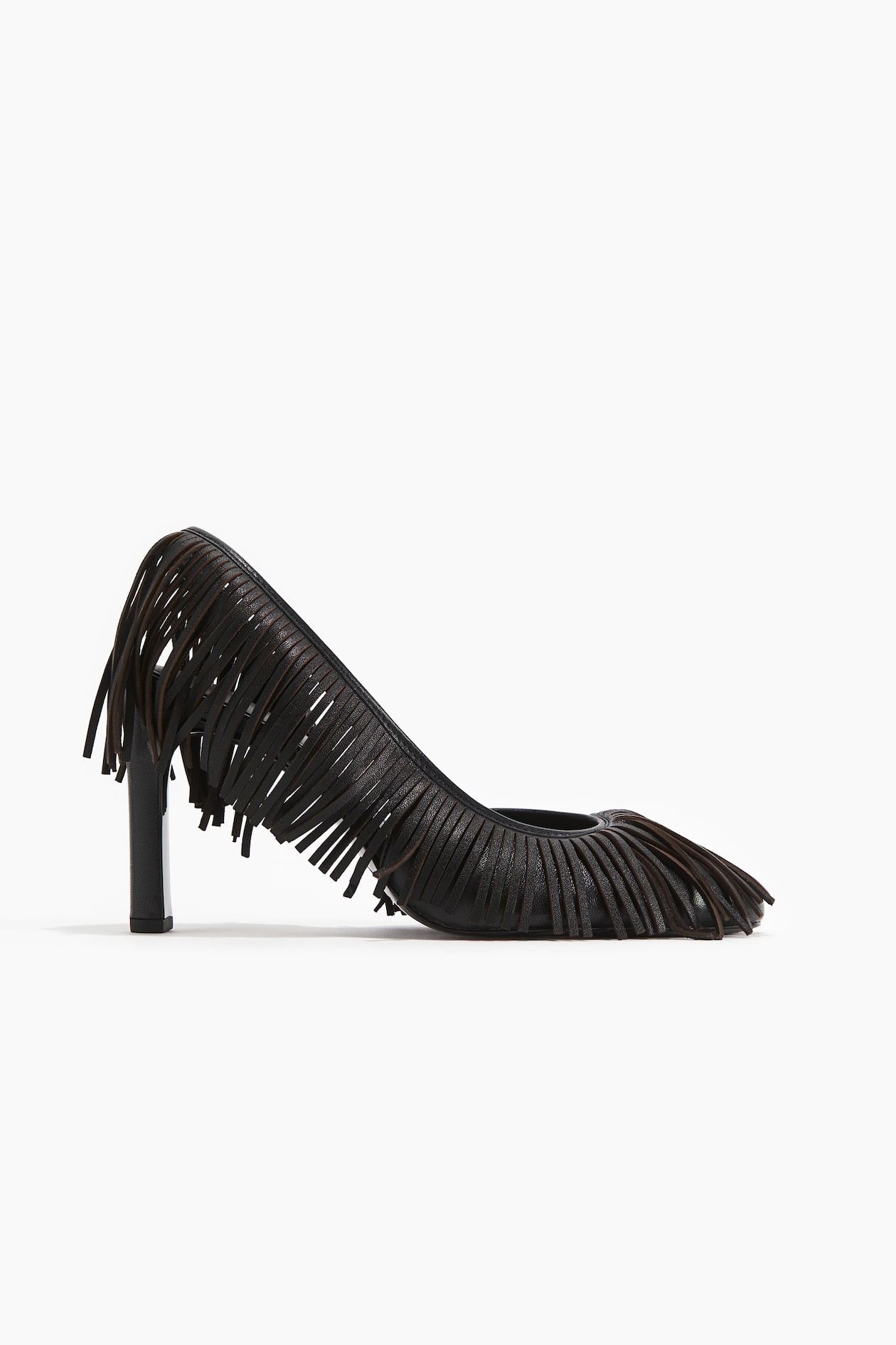 Lederne Slingback-Pumps mit Fransen - Schwarz - Ladies | H&M DE