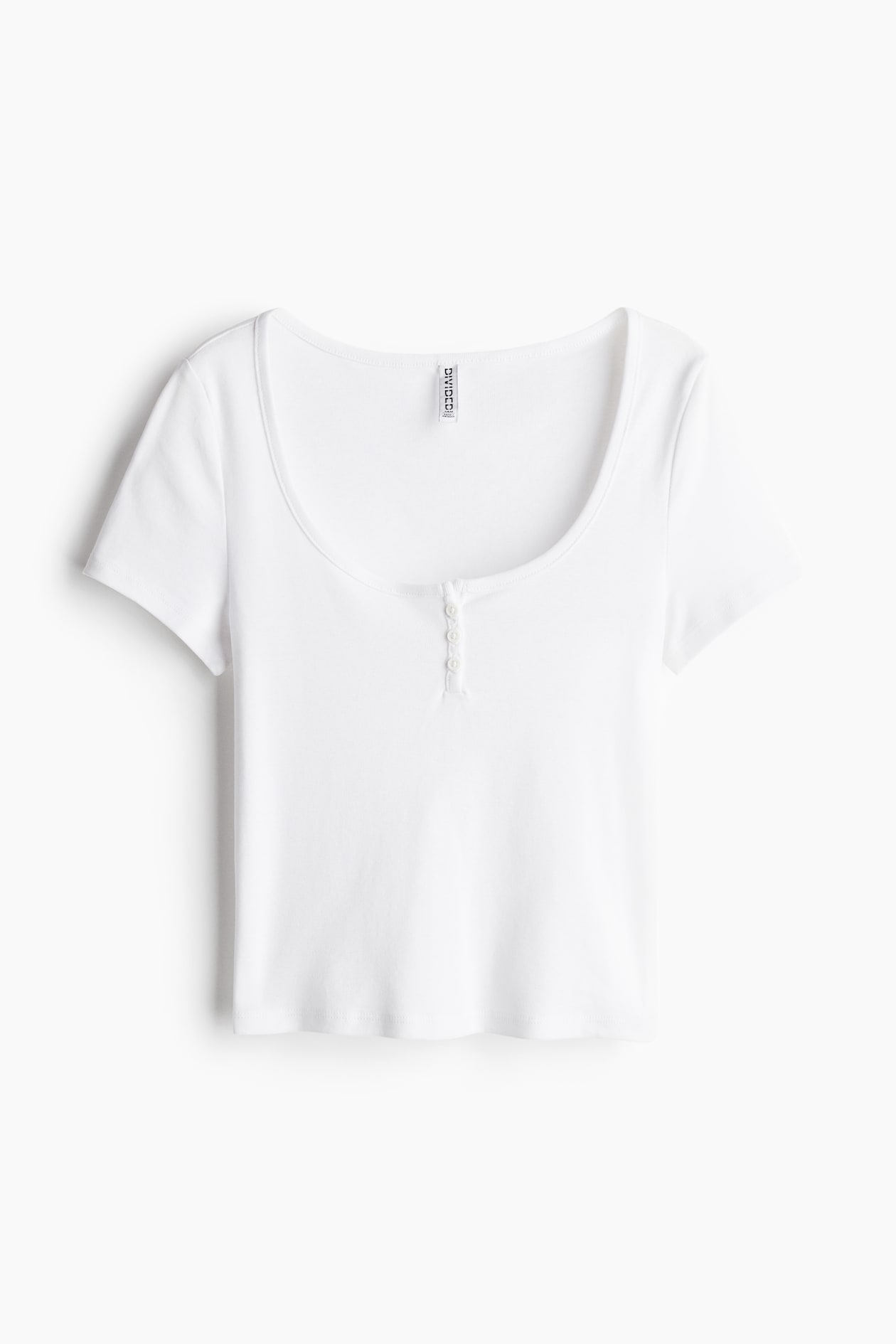 Women's White Button-Top Scoop-Neck T-Shirt | H&M CA