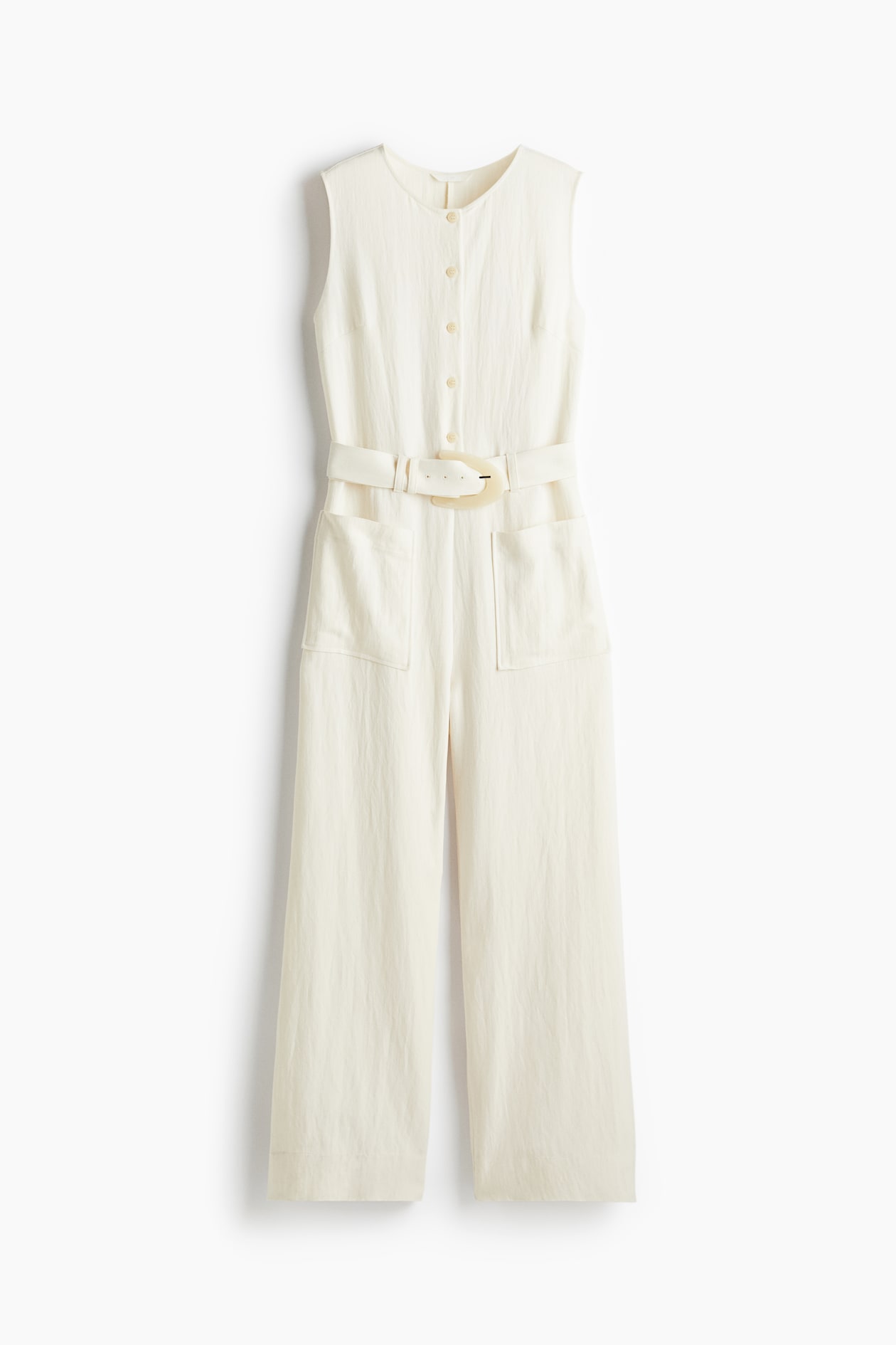 Women's Cream Belted jumpsuit | H&M IN