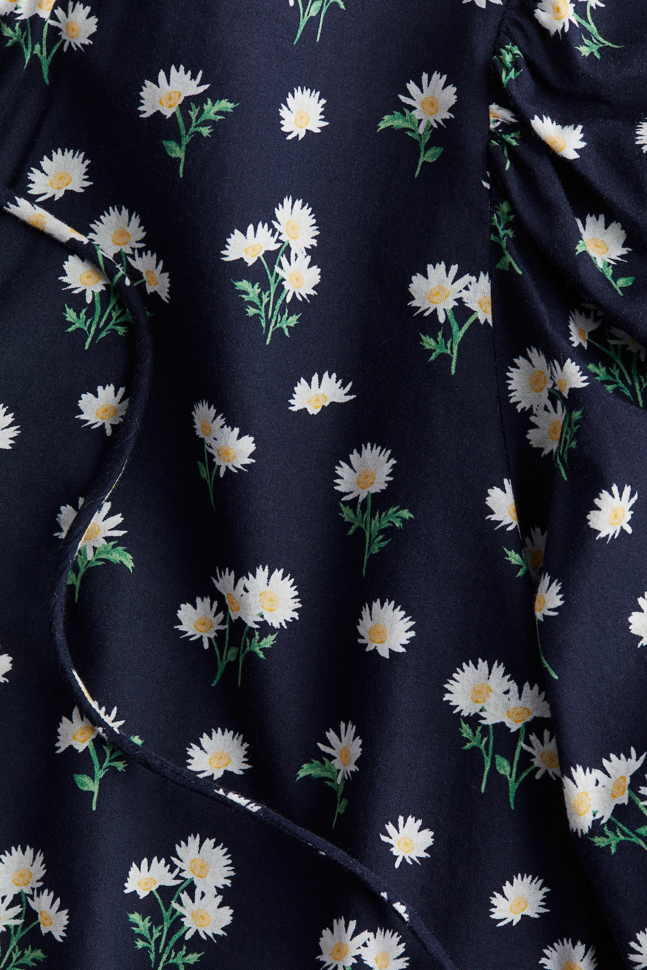 Women's Navy blue/daisies Puff-Sleeved Cotton Blouse | H&M CA