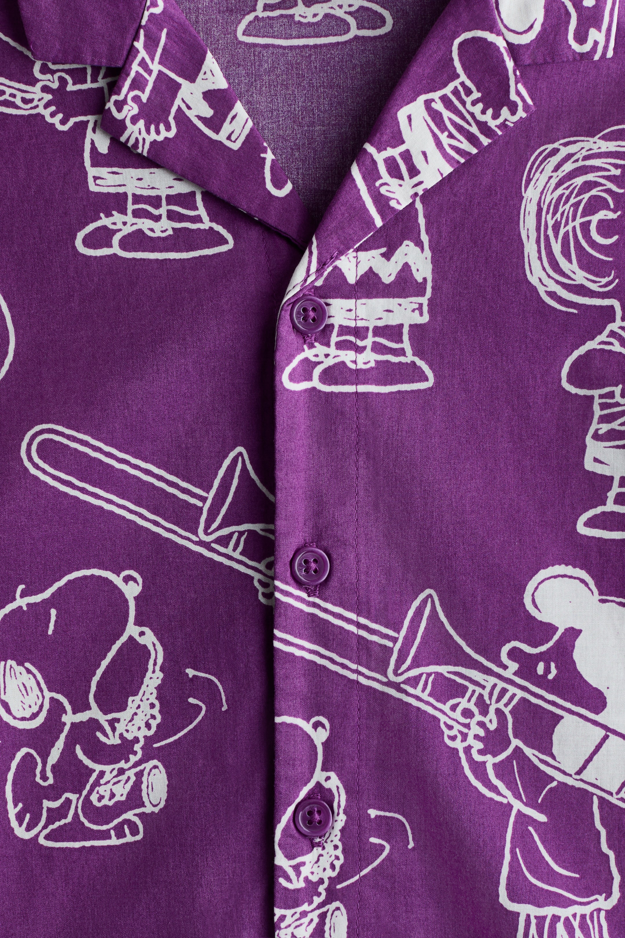 Patterned resort shirt - Purple/Snoopy - Kids | H&M HK