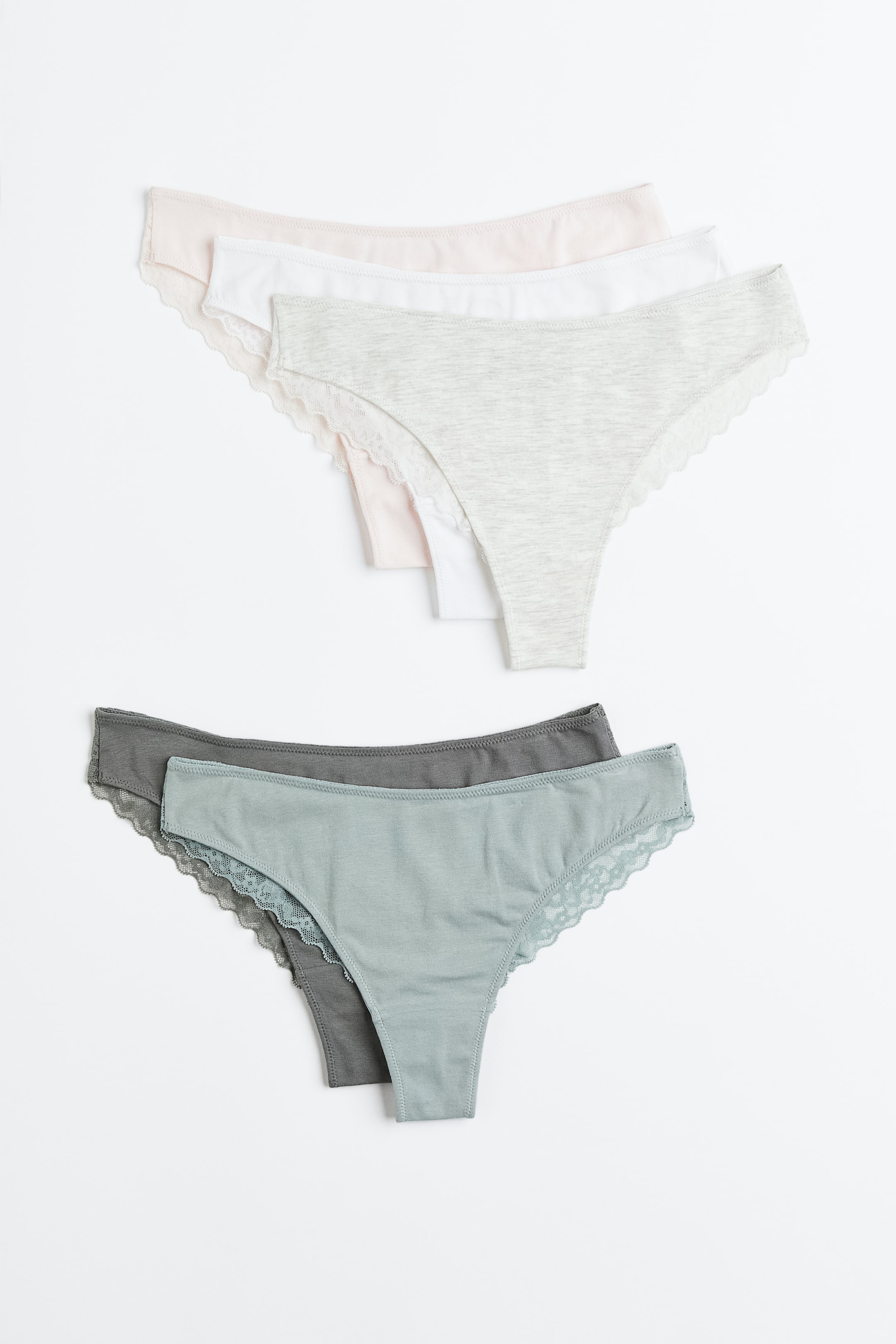 5-pack Brazilian briefs - Regular waist - Powder pink/White - Ladies ...