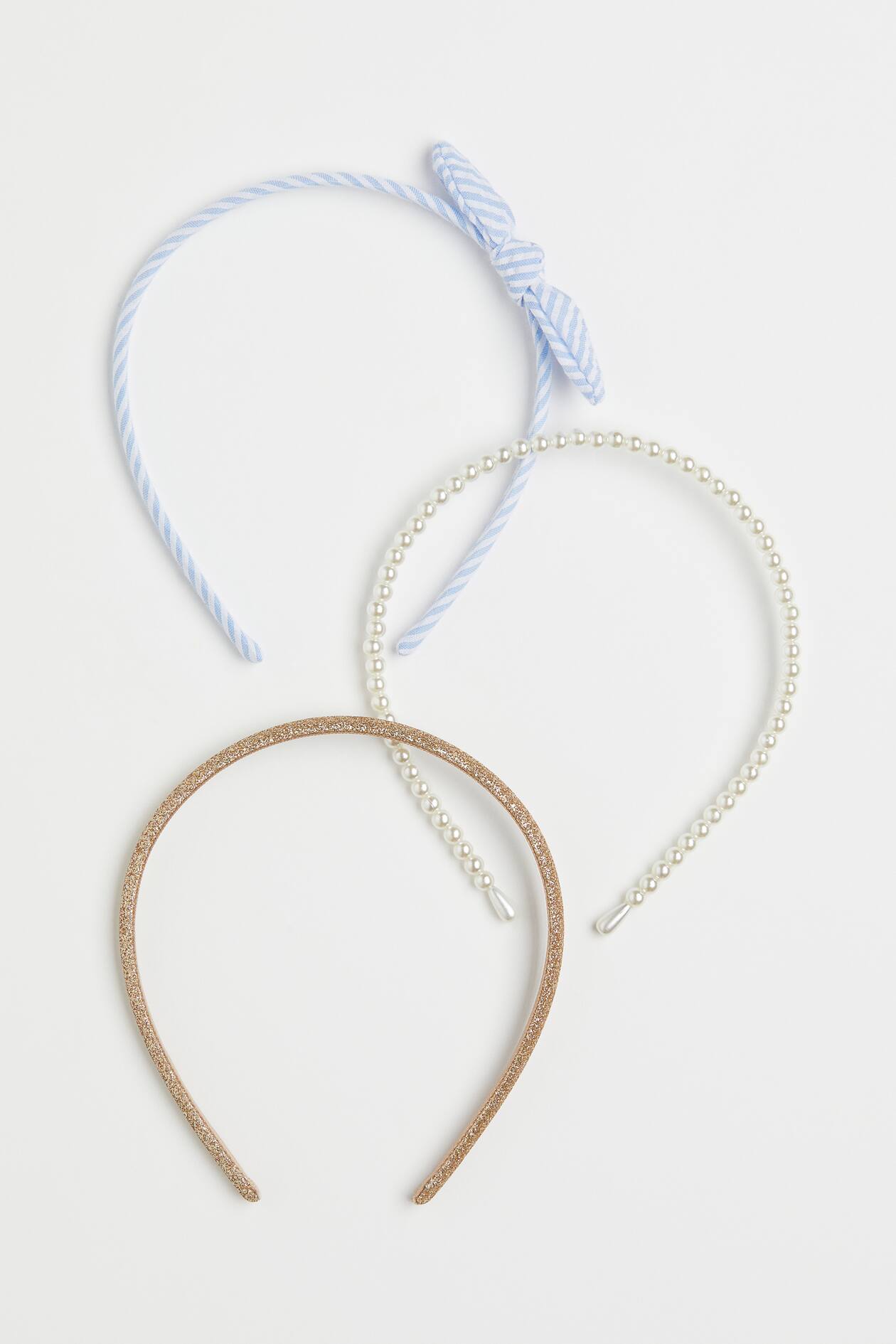 - 3-pack Alice bands - Light blue/Striped - Kids | H&M IN