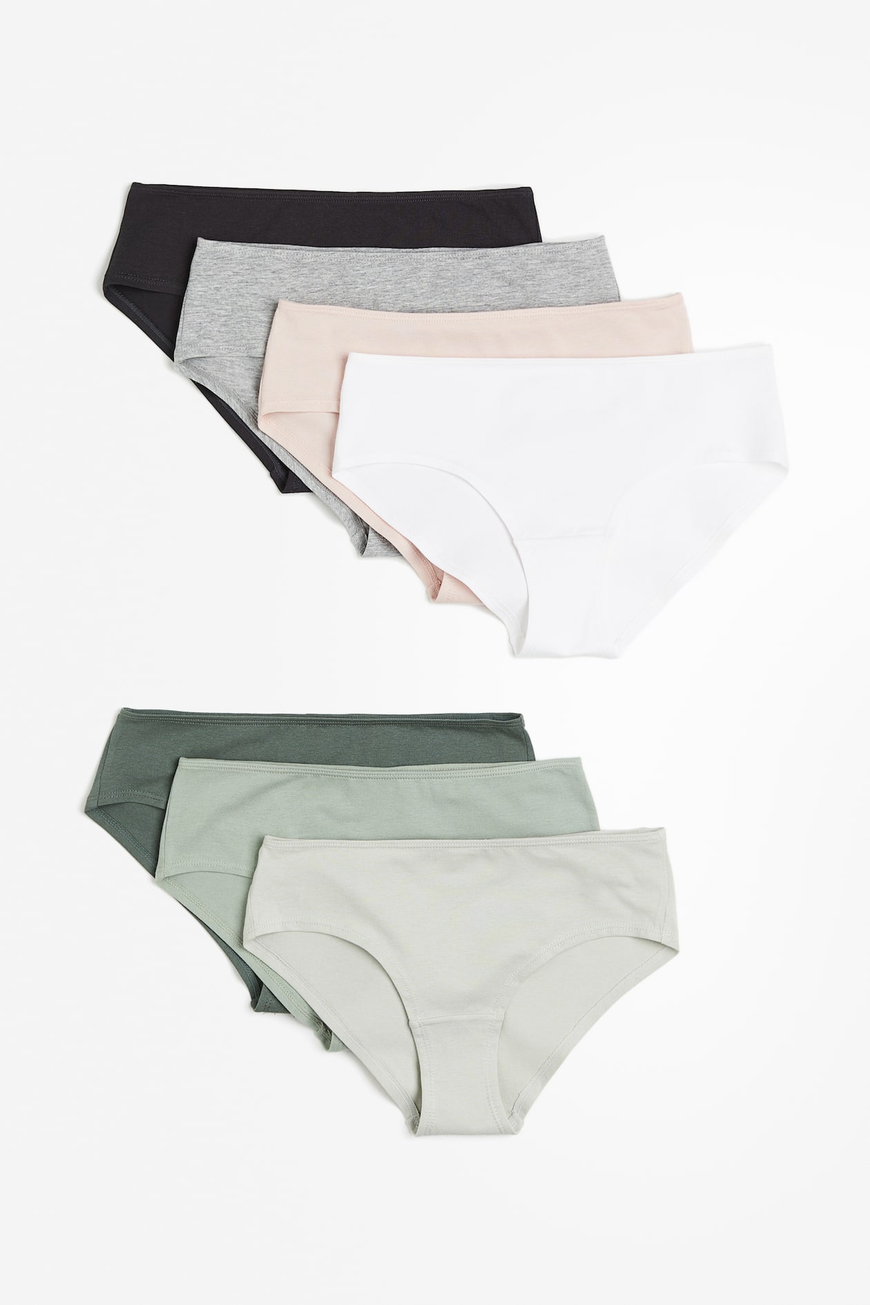 7-pack Hipster Briefs - Black/Grey marle/Green - Ladies | H&M AU