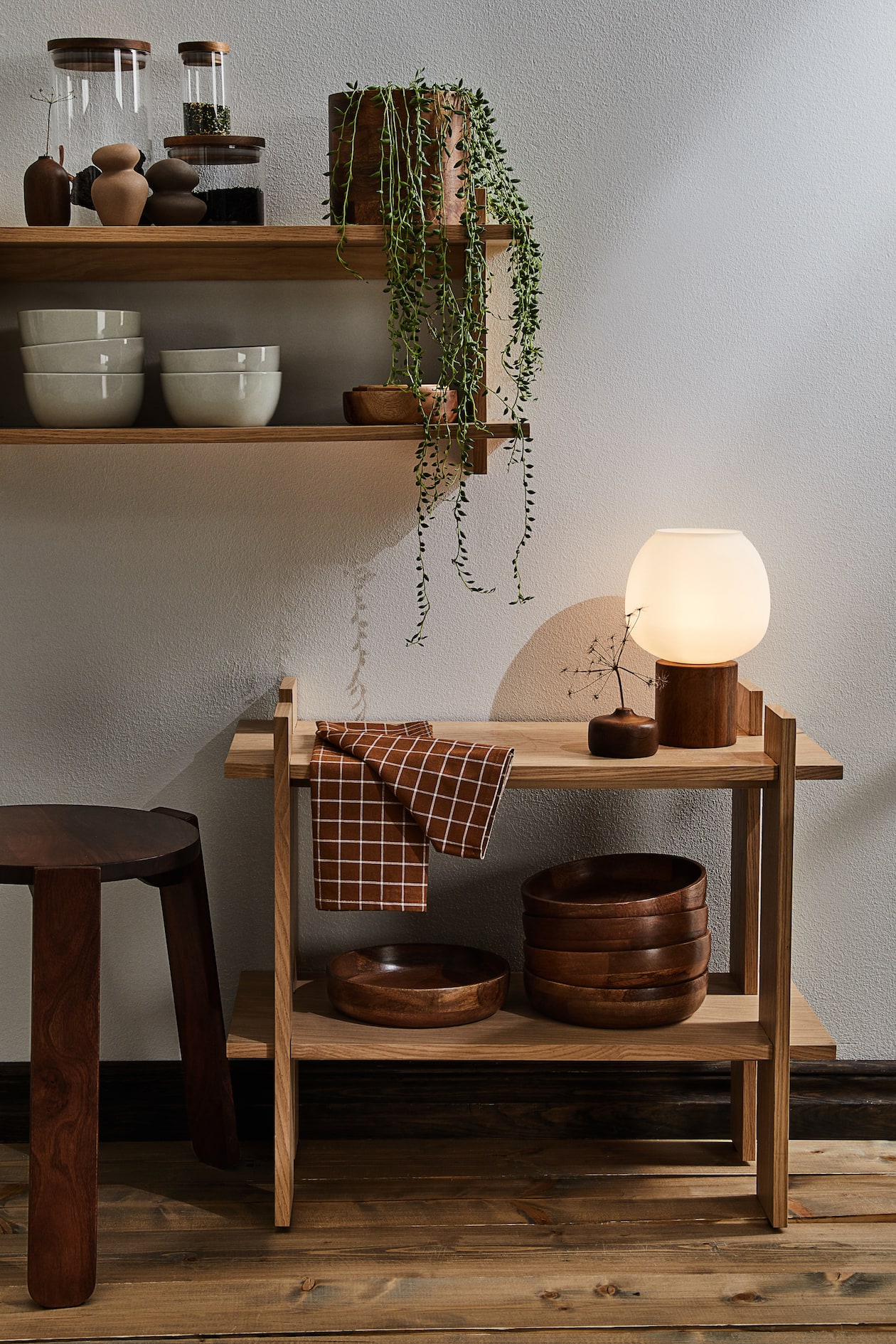 Brown/white Wood and Glass Table Lamp at H&M Home | H&M US