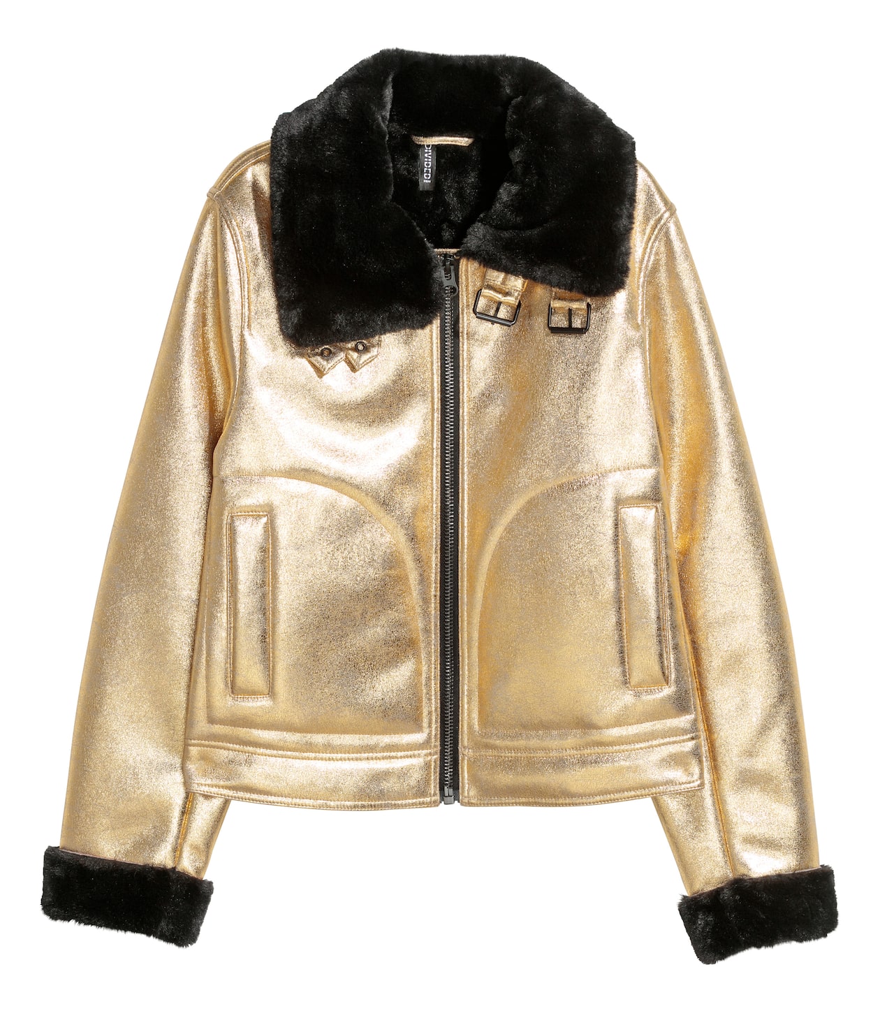 Women's Gold-coloured/Black Jacket with a faux fur lining | H&M GB