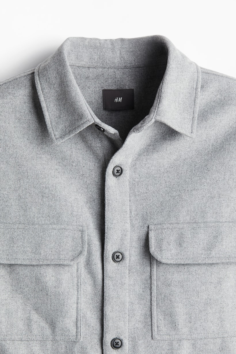 Regular Fit Felted Overshirt - Gray - Men | H&M US