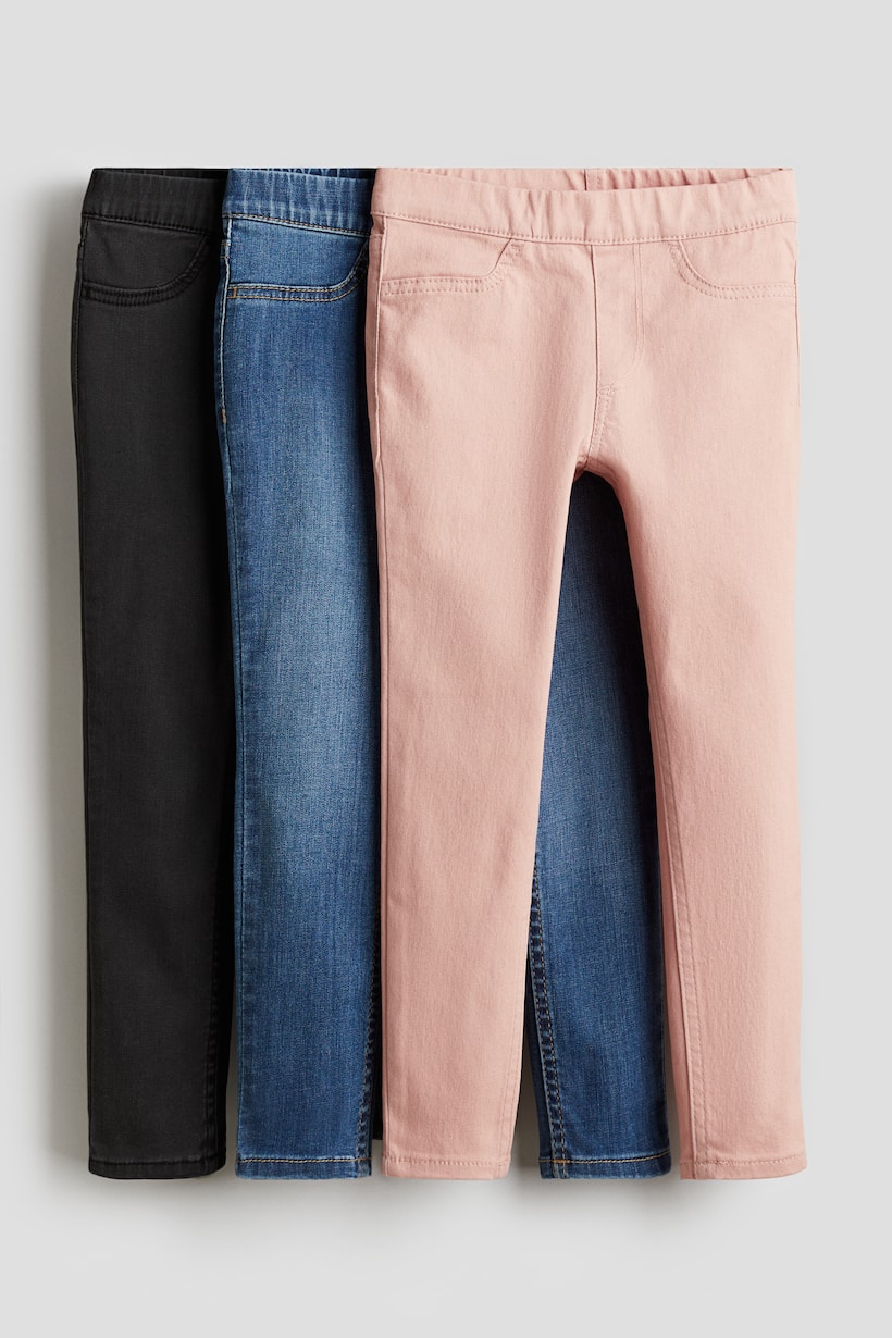 3-pack denim jeggings - Powder pink/Denim blue/Grey - Kids | H&M GB
