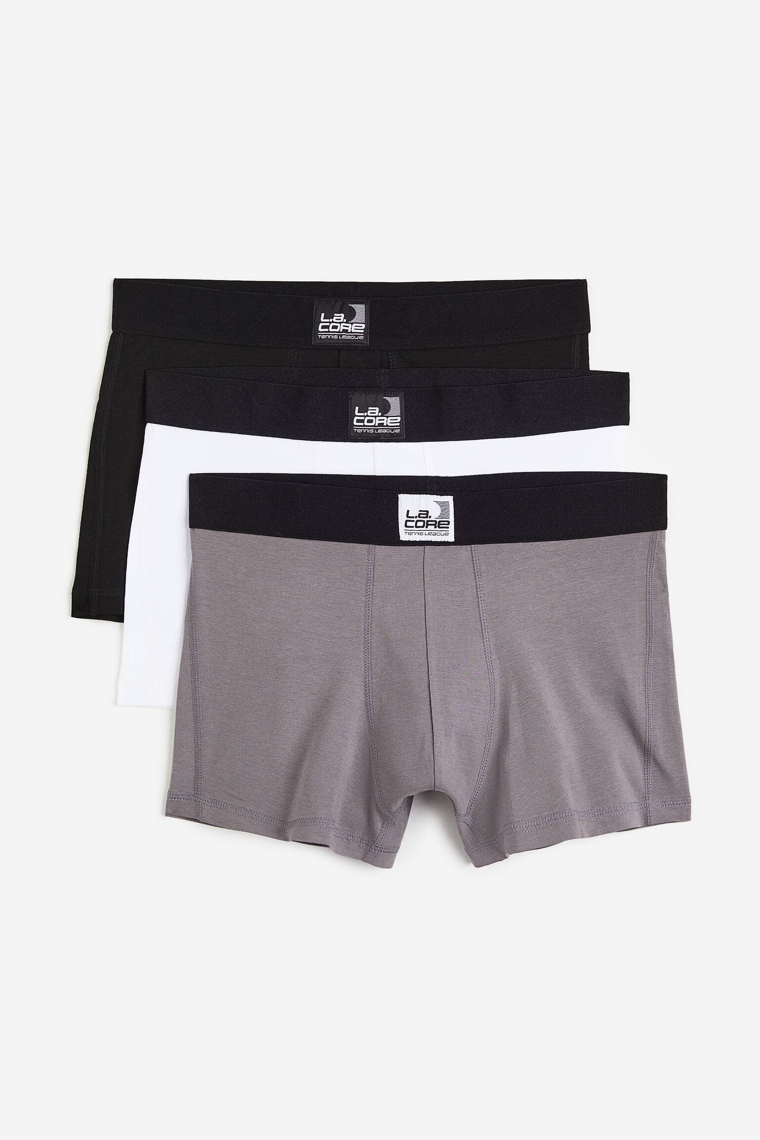 מארז 3 תחתונים Short Trunks עם Lycra®‎ - אפור/שחור/לבן - Men | H&M IL