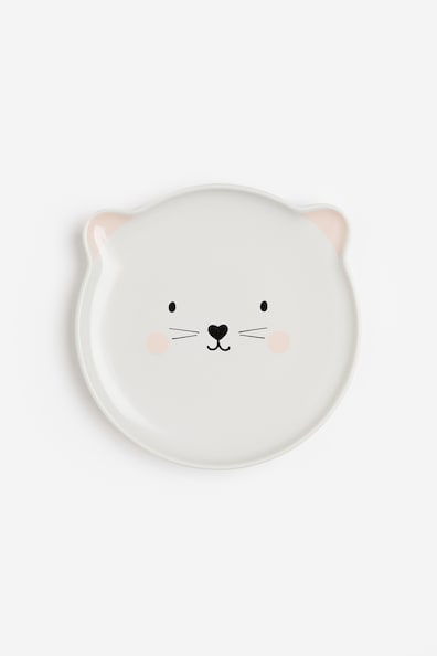 Porcelain Plate with Motif - White/mouse - Home All | H&M US