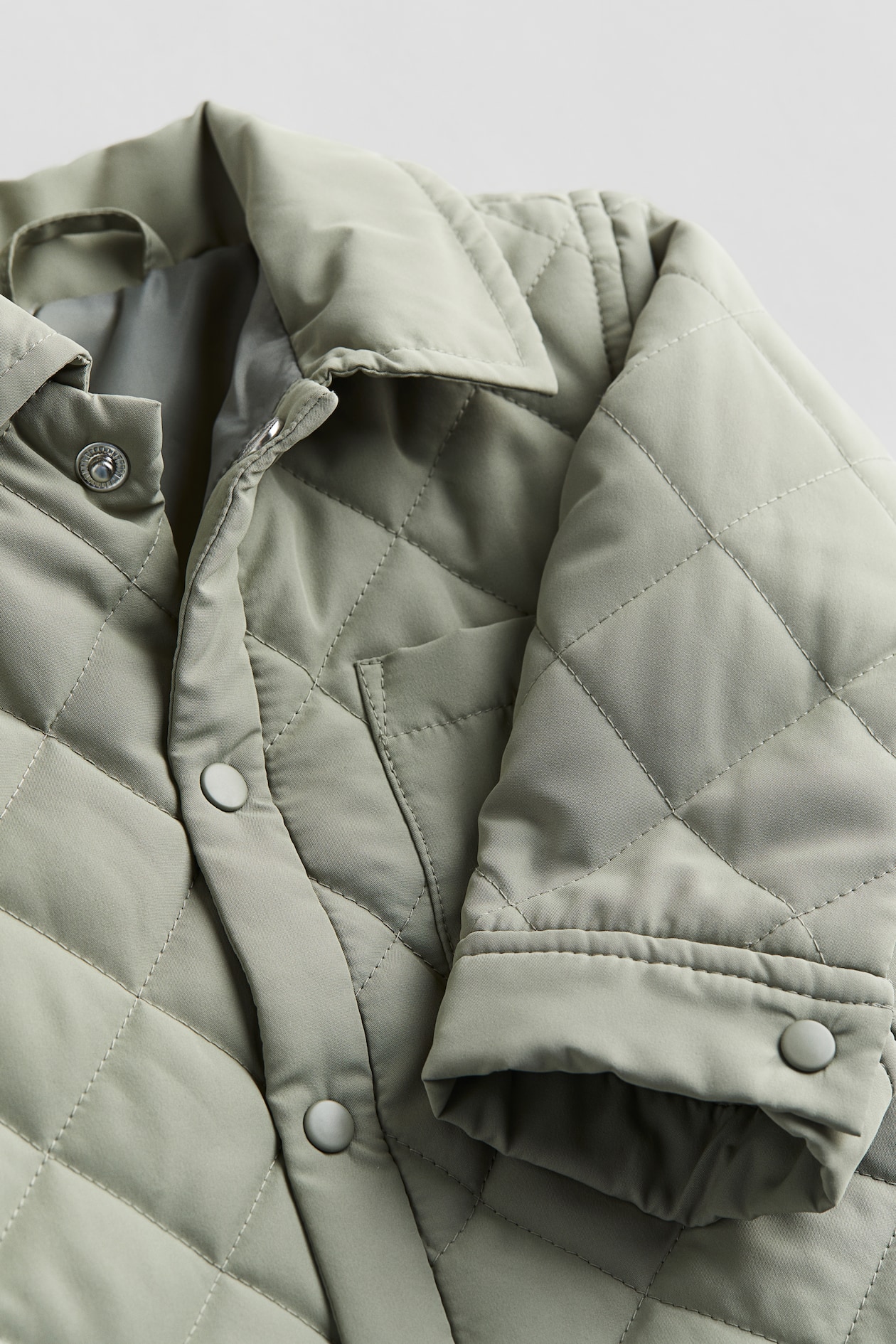 Quilted shacket - Light khaki green - Kids | H&M GB