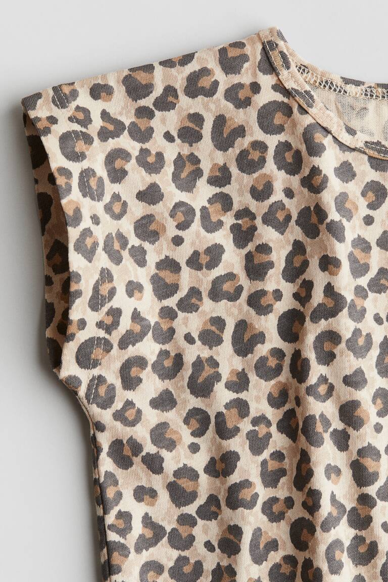 Beige/leopard print Printed Boxy Top for kids | H&M US