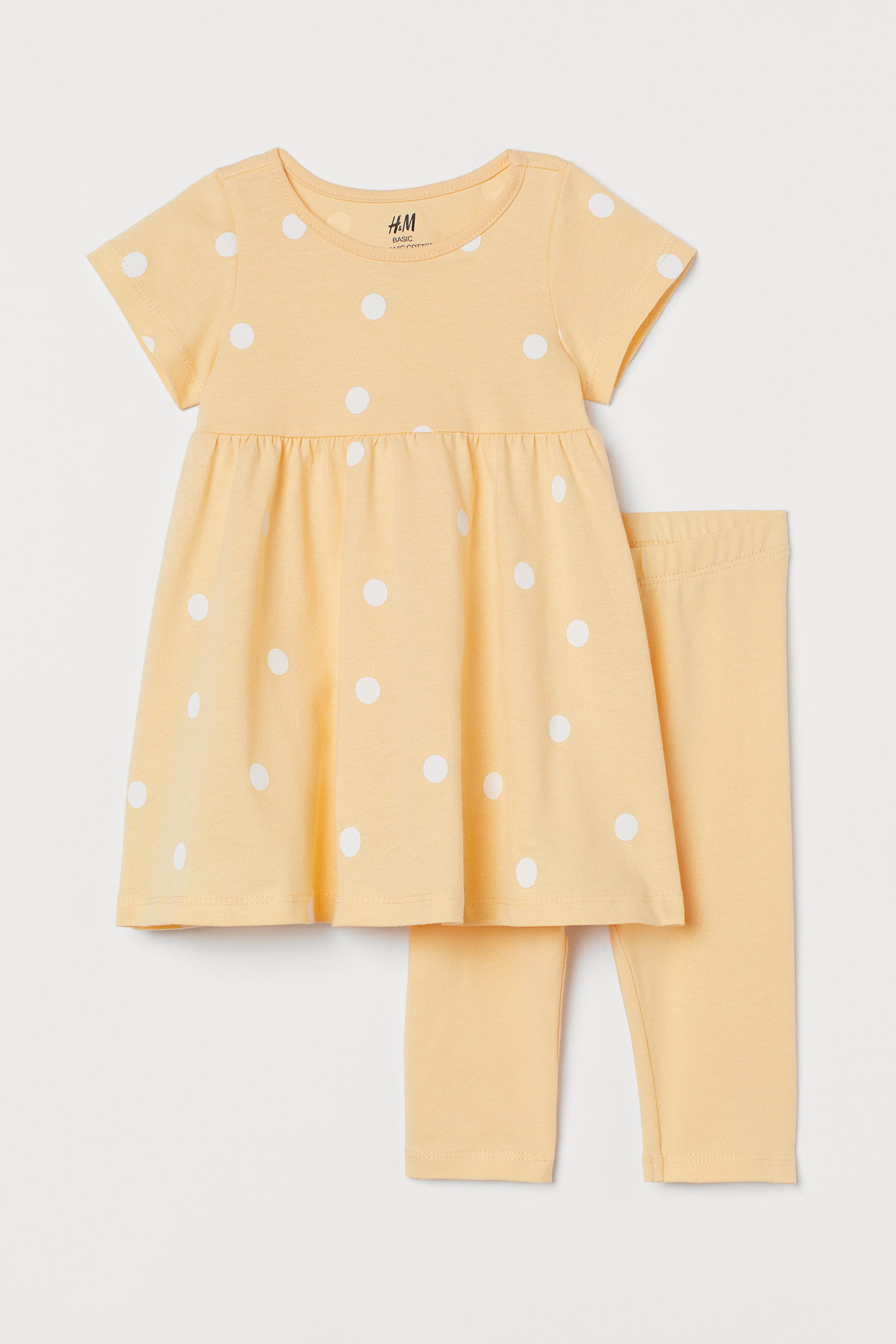 2-piece Jersey Set - Light yellow/dotted - Kids | H&M US