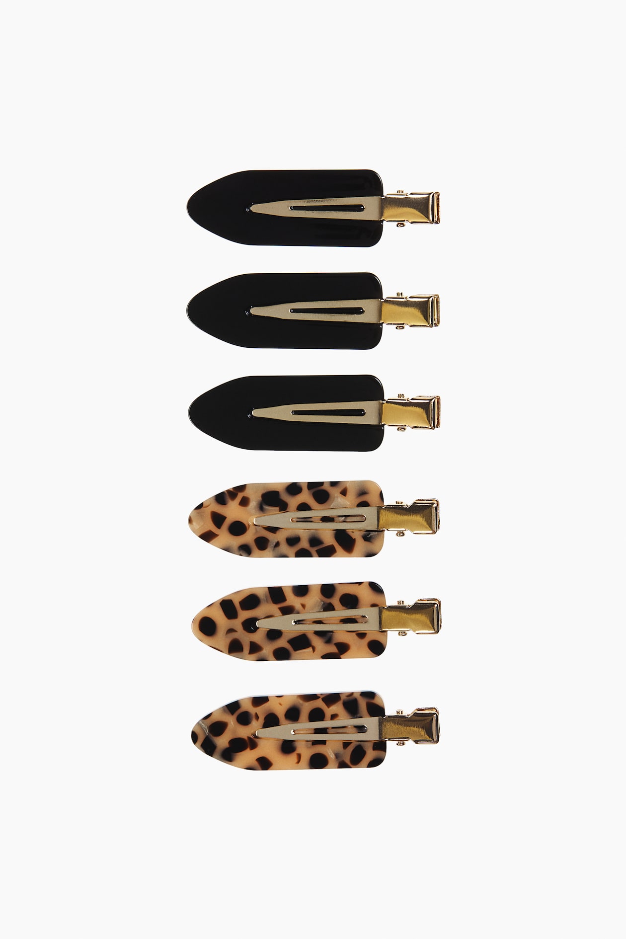 Women's Black/Leopard print 6-pack styling hair clips | H&M IN