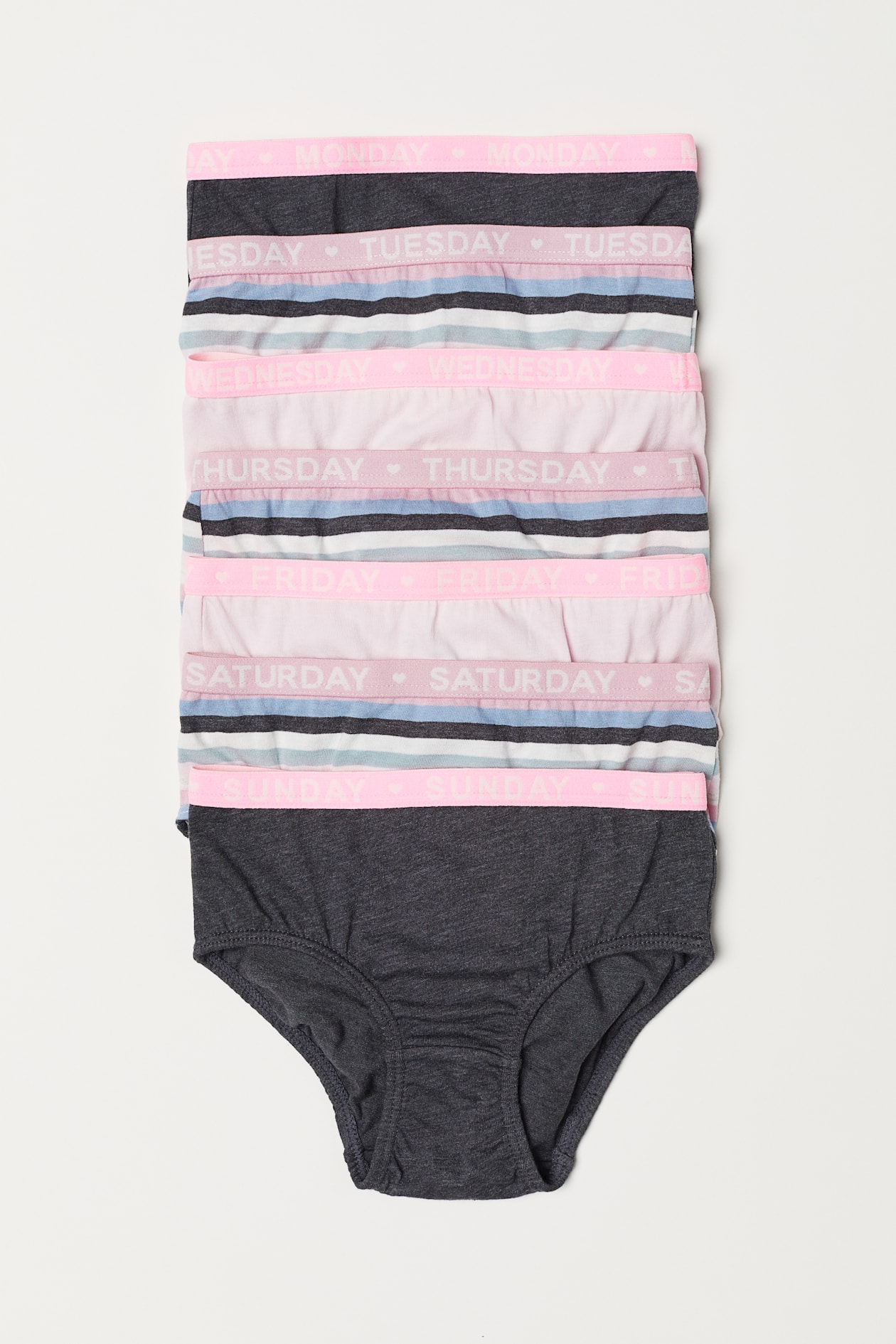 7-pack truser i bomull - Normalhøy midje - Rosa/Ukedagene - BARN | H&M NO