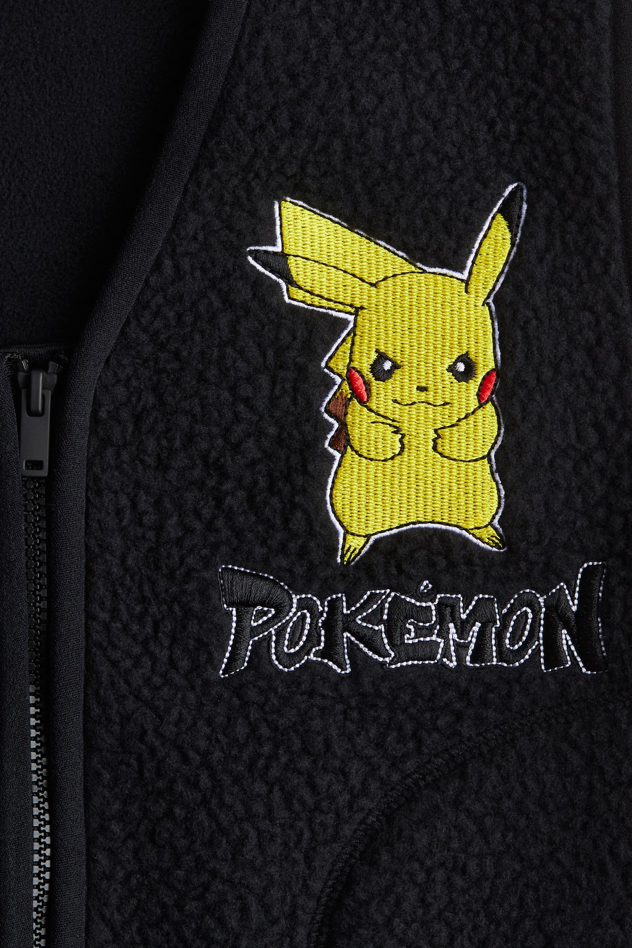 Black/Pikachu Motif-Detail Pile Vest for kids | H&M US
