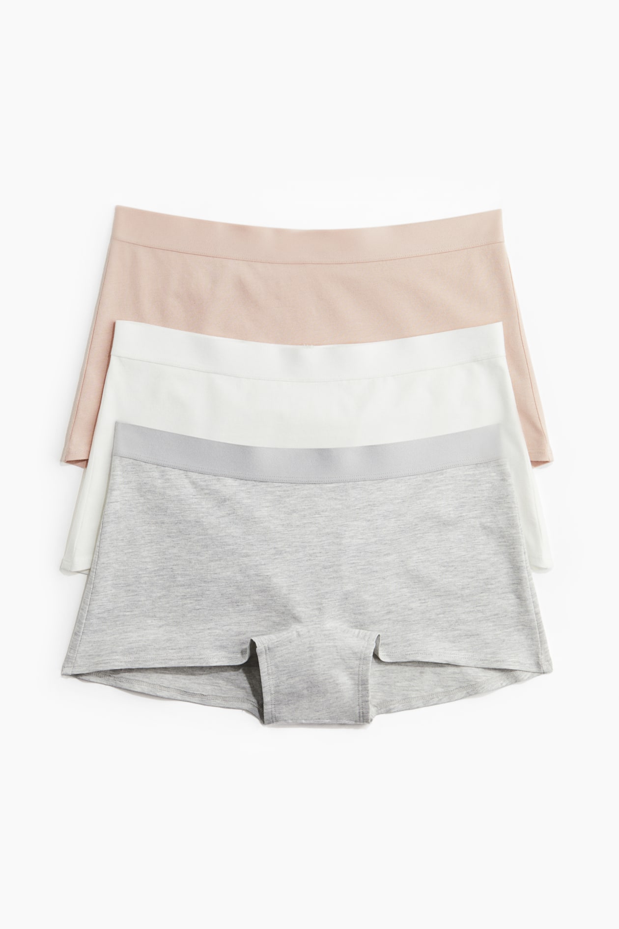 Women's Light grey marl/Powder pink 3-pack cotton boxer briefs | H&M IN