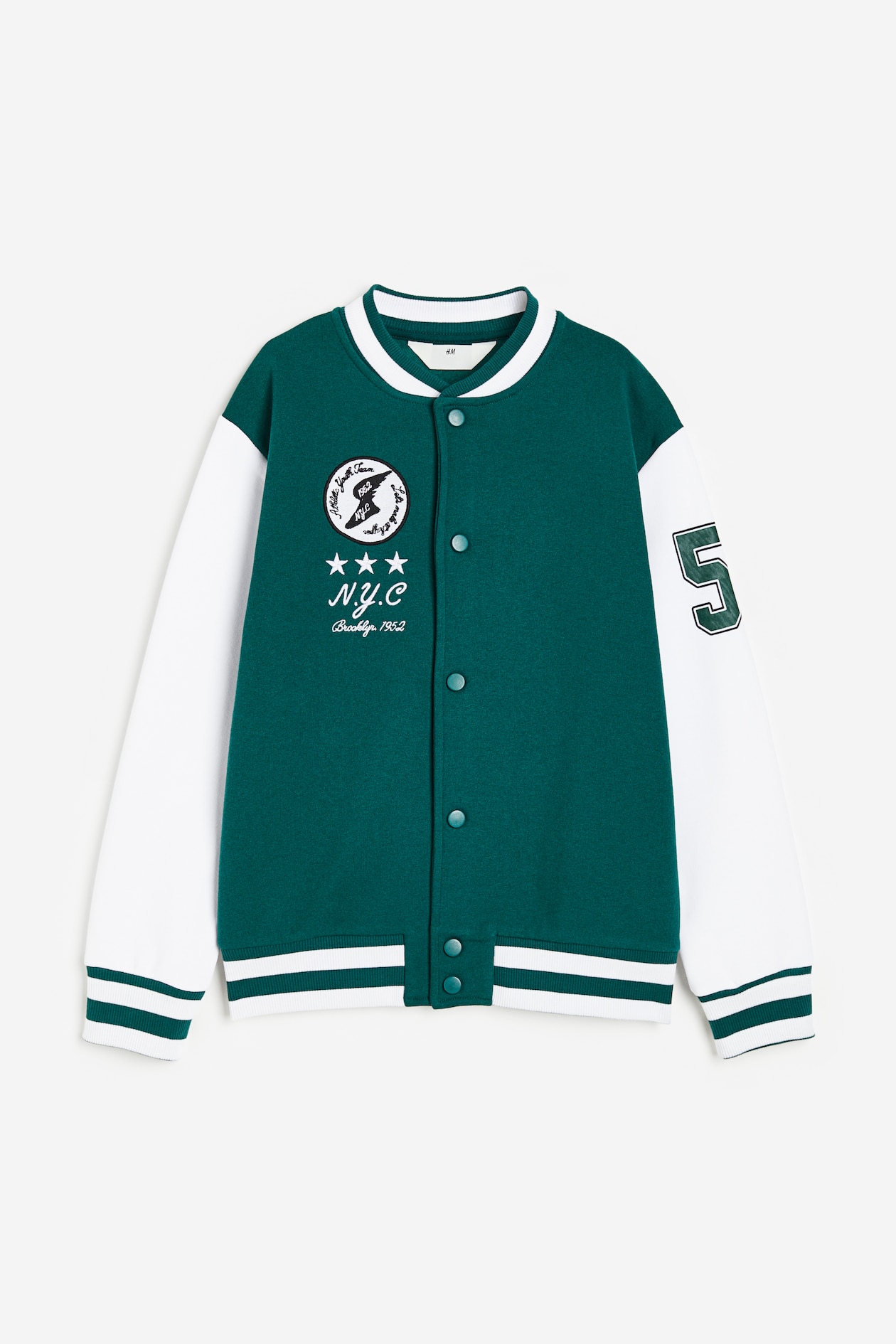 Baseballjacke mit Applikationen - Dunkelgrün/Blockfarben - Kids | H&M AT
