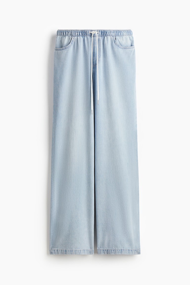 Denim Drawstring Pants - Pale denim blue - Ladies | H&M US