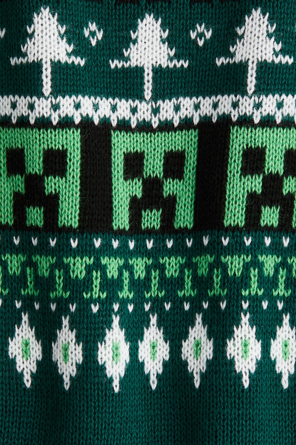 Dark green/Minecraft Jacquard-knit cotton jumper for kids | H&M IE