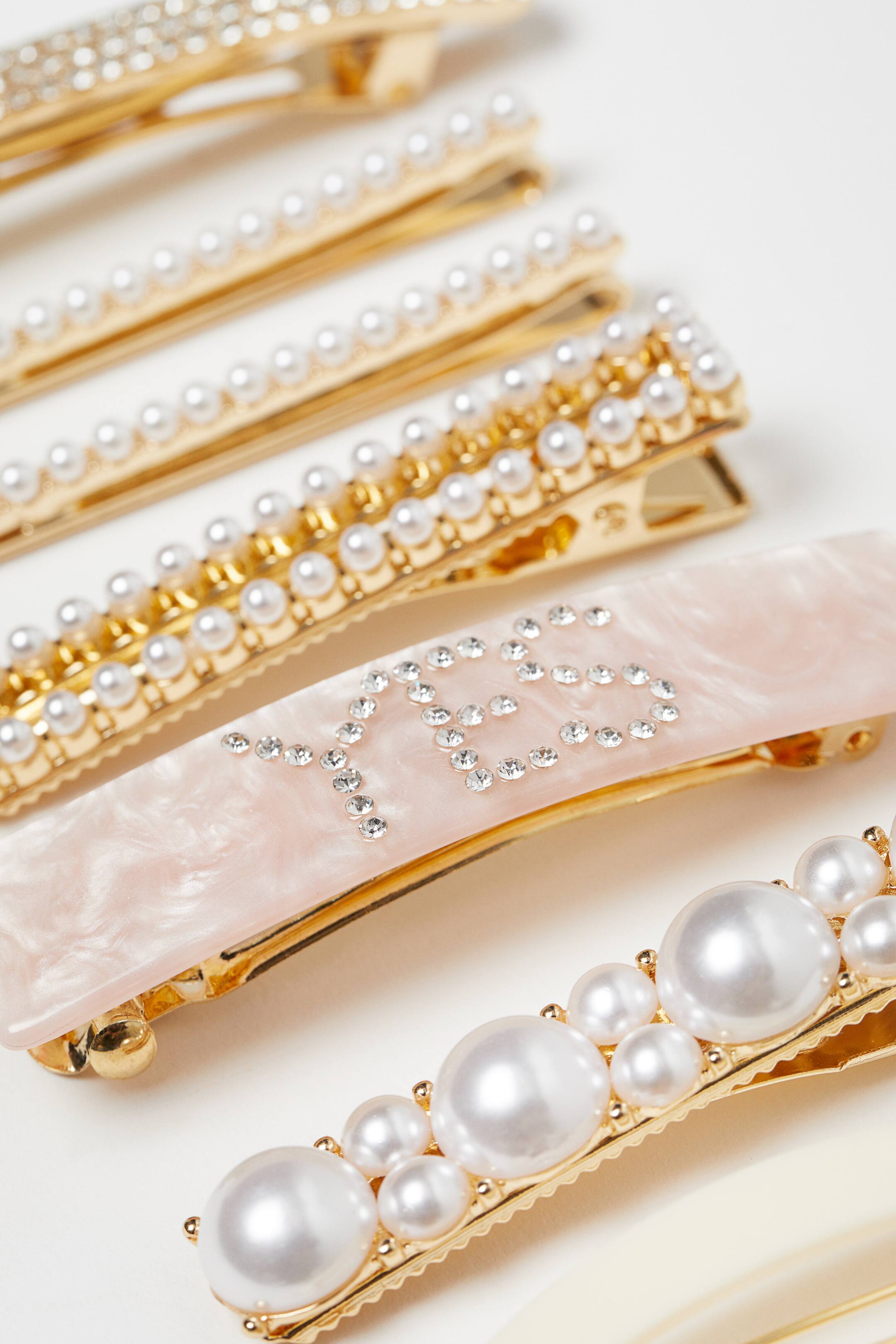 7-pack hair clips - Gold-coloured/Light pink - Ladies | H&M IE