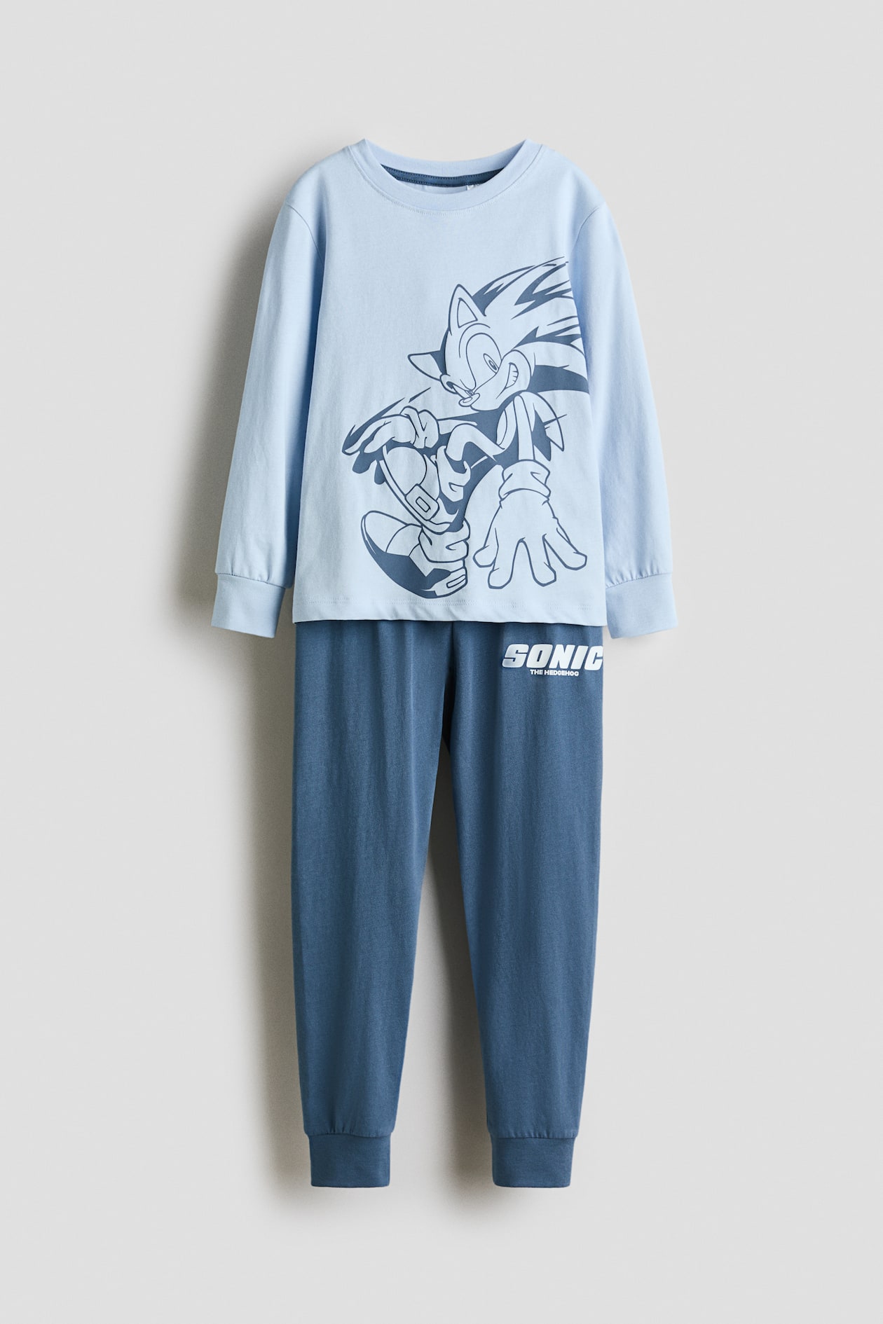 Printed cotton jersey pyjamas - Blue/Sonic the Hedgehog - Kids | H&M MY