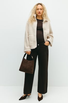 Women's Light beige MAMA Teddy Fleece Jacket | H&M US