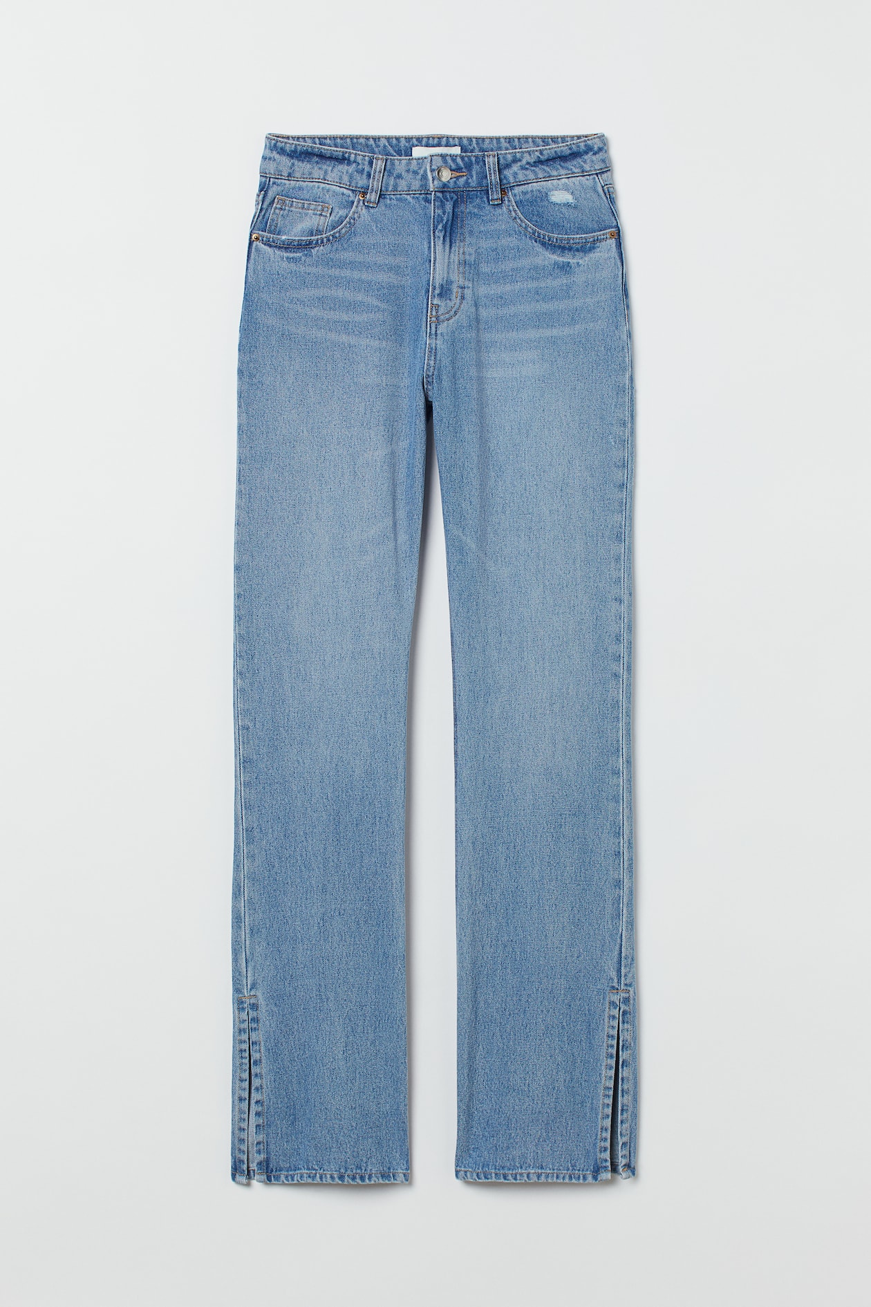 Straight High Split Jeans - High waist - Long - Denim blue - Ladies | H ...