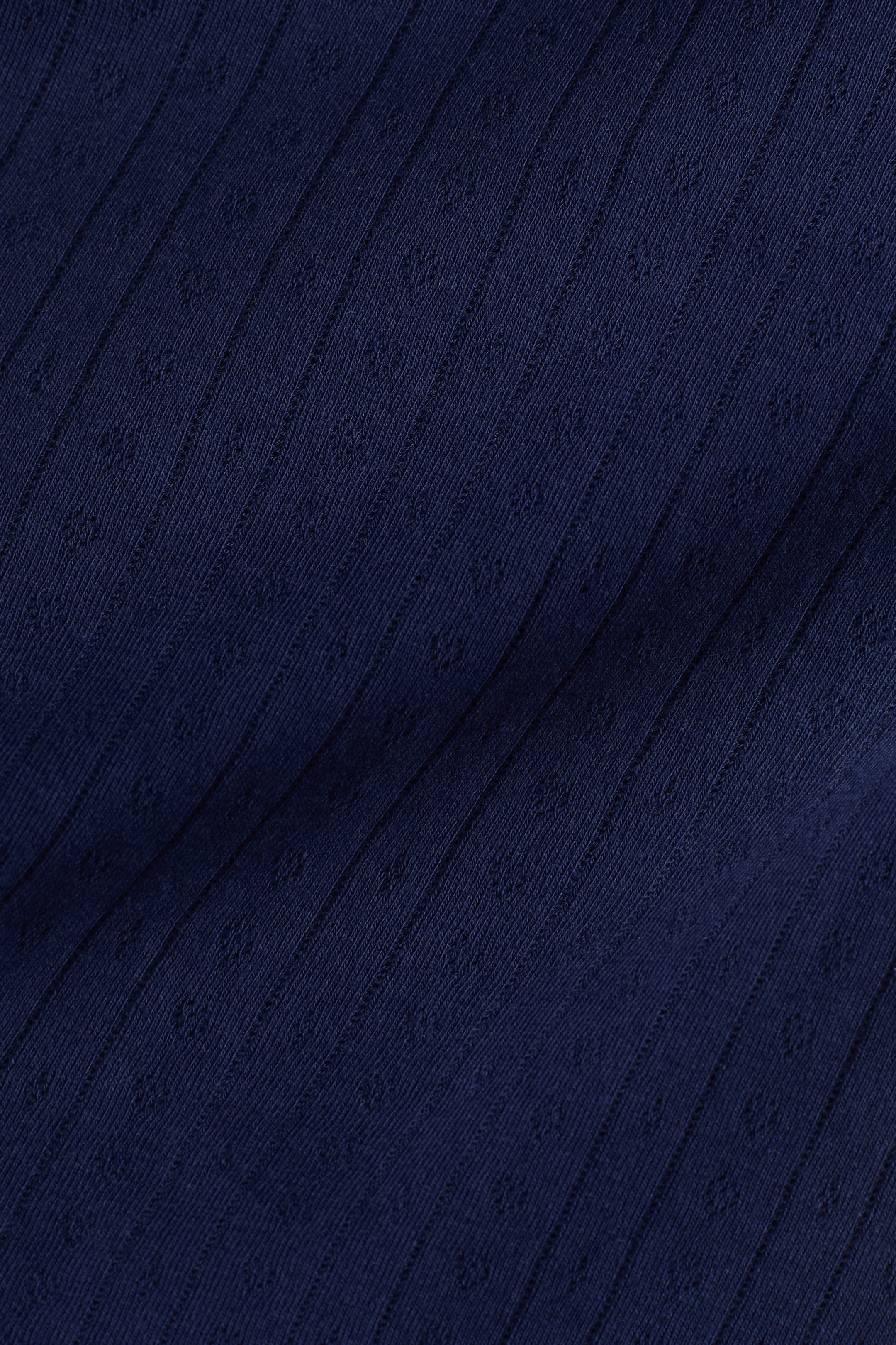 Pointelle-knit cotton top - Navy blue - Ladies | H&M HK