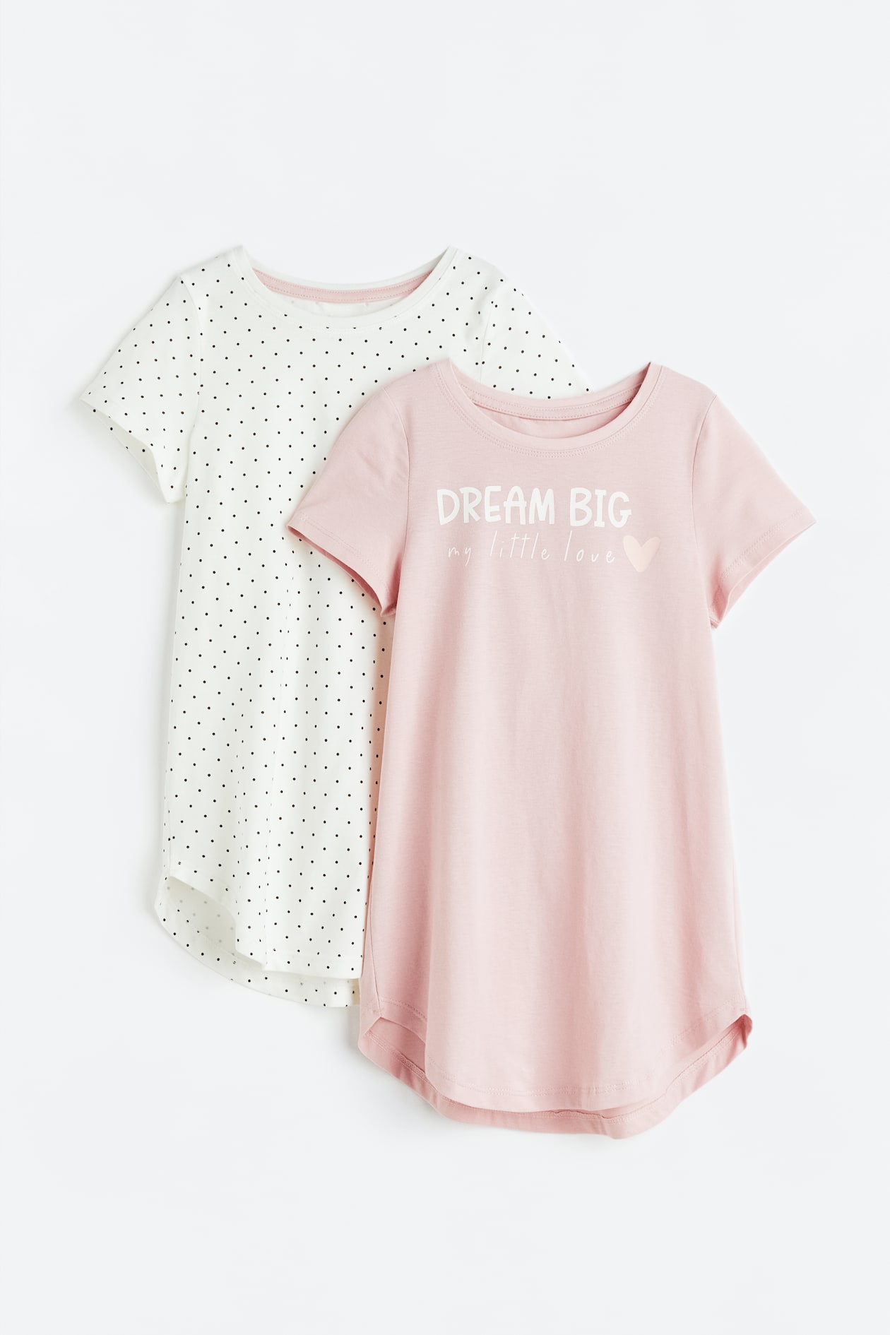 2-pack jersey nightdresses - Light pink/Spotted - Kids | H&M GB