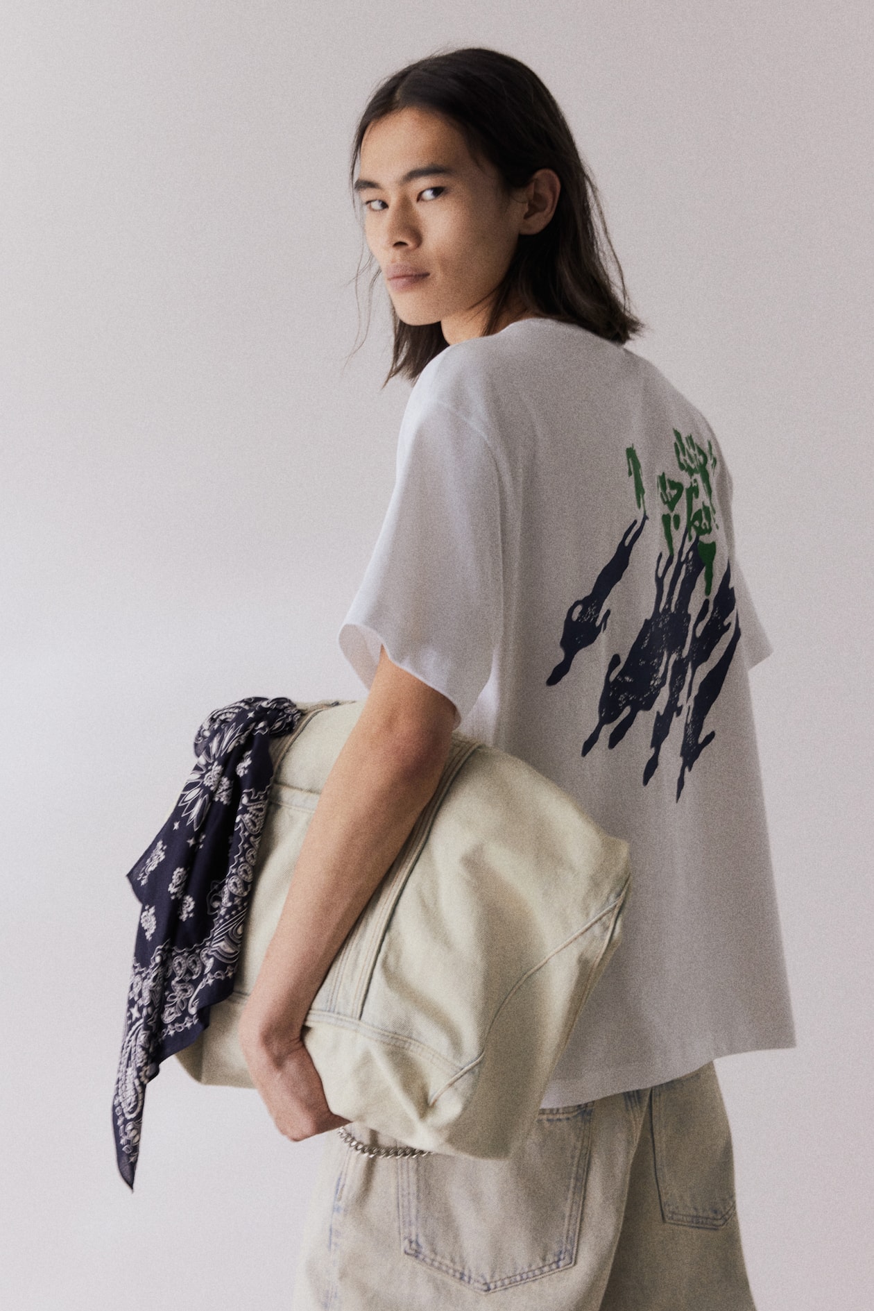 Loose Fit Printed T-shirt - White/Cologne - Men | H&M IN