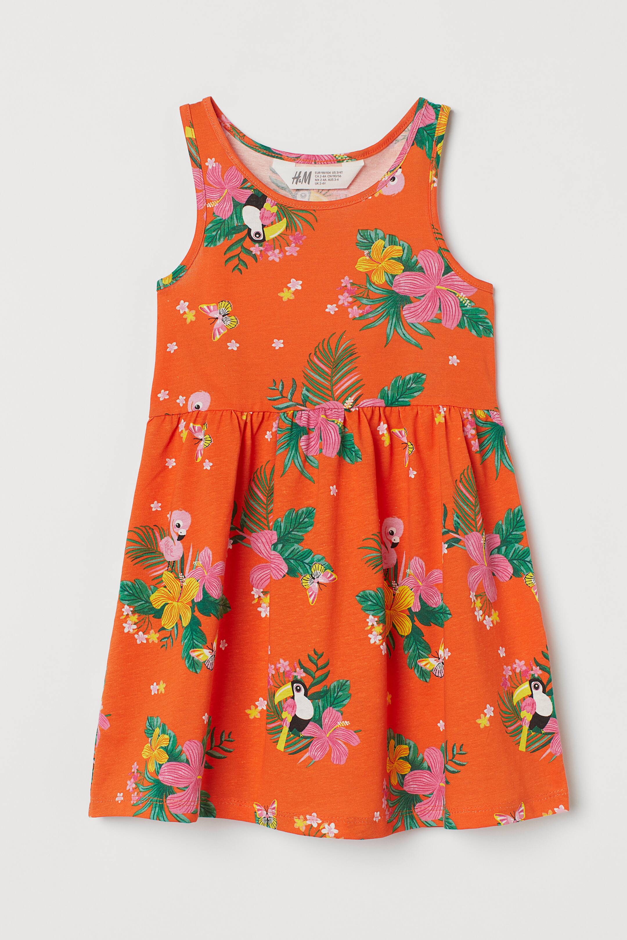 Haljina od žerseja sa dezenom - Narandžasta/tukani - Kids | H&M RS