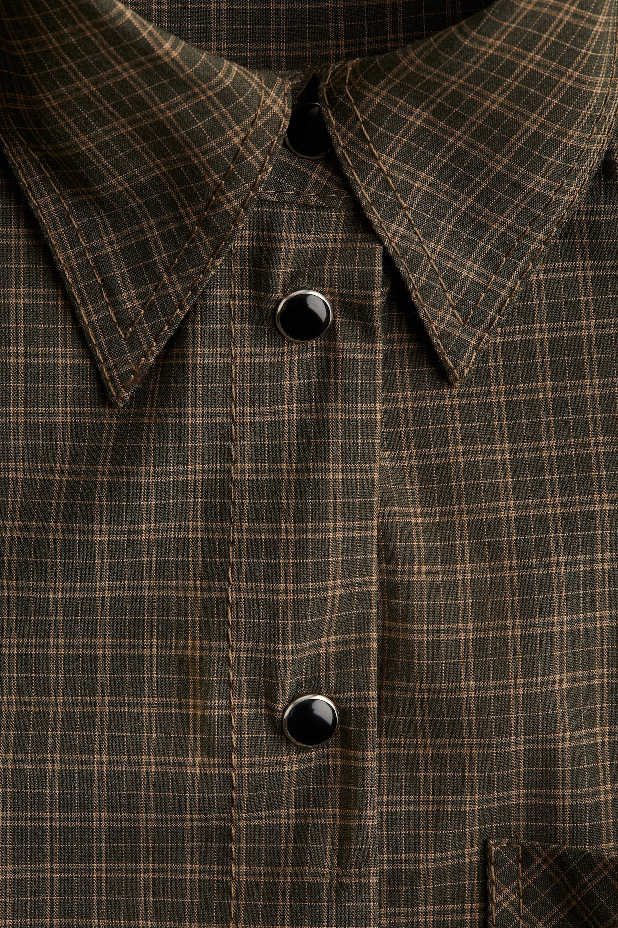 Women's Dark green/Checked Shoulder-pad shirt | H&M GB