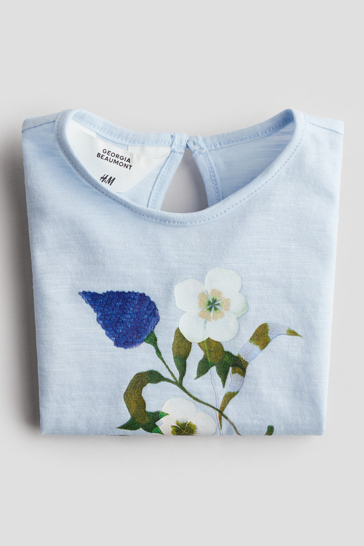 Light blue/flowers Cotton Top with Printed Motif for kids | H&M US