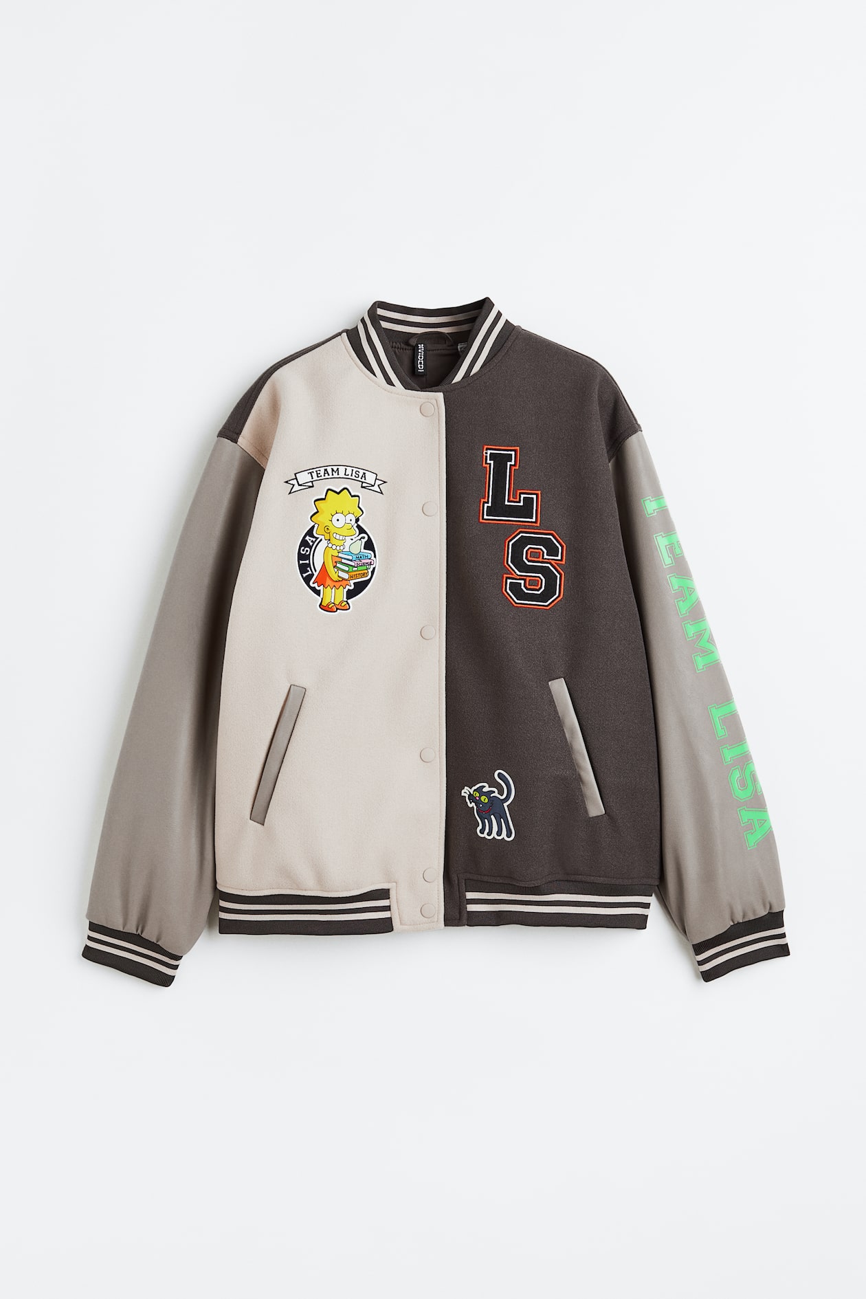 Motif-detail baseball jacket - Dark greige/The Simpsons - Ladies | H&M GB