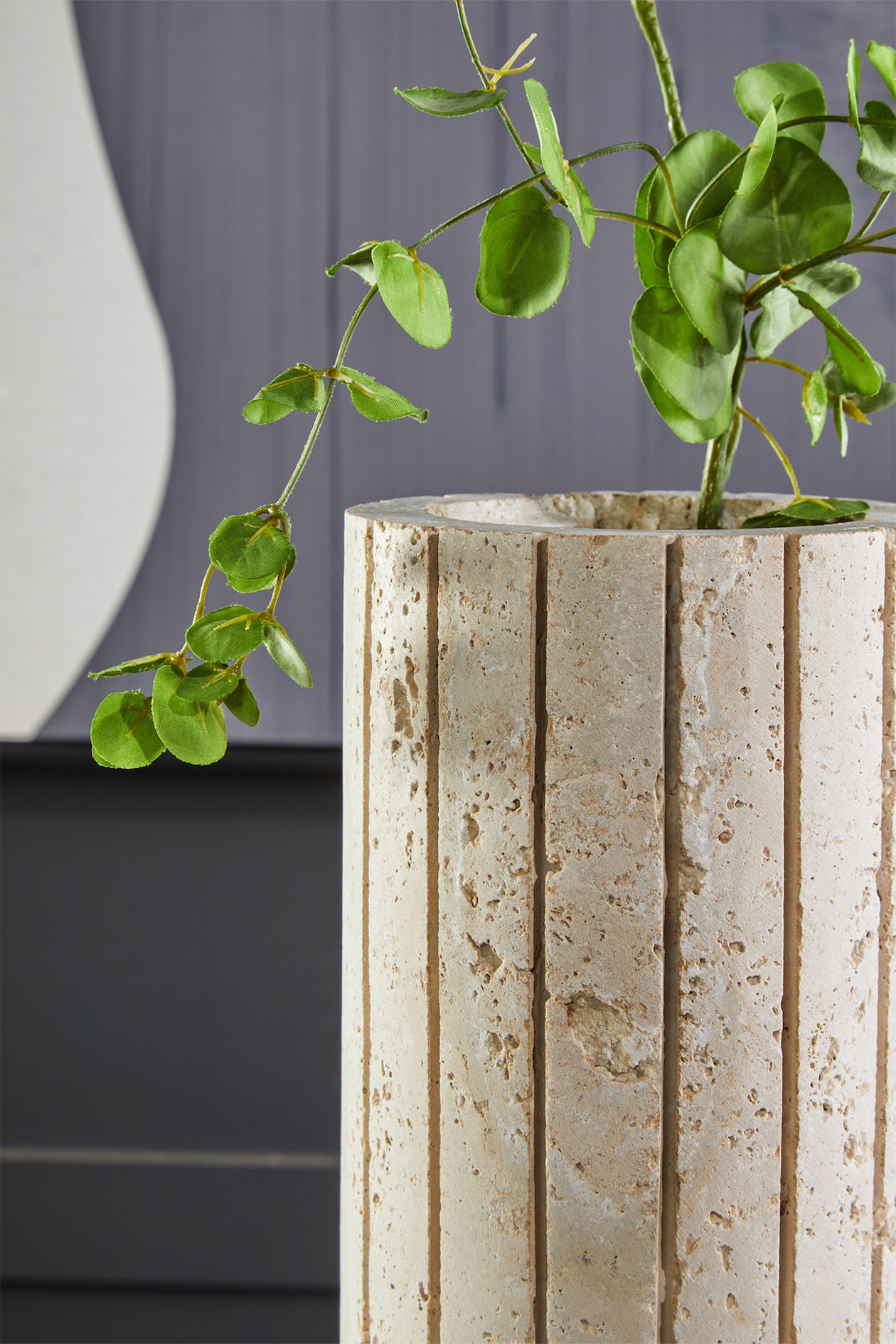 Tibor Travertine Ribbed Vase - Natural - Fifty Five South - Home All ...