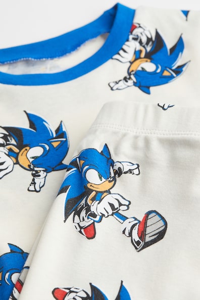 Printed pyjamas - Round neck - Long sleeve - White/Sonic the Hedgehog ...