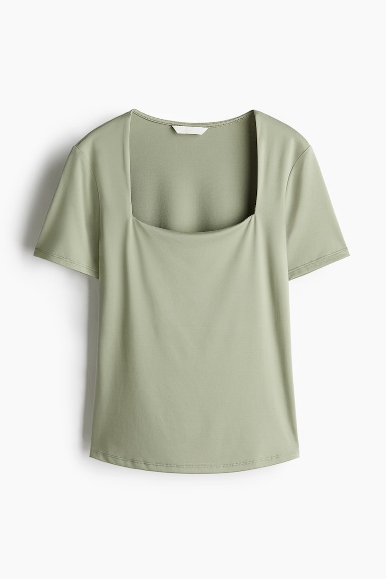 Women's Sage green Square-Neck Top | H&M US