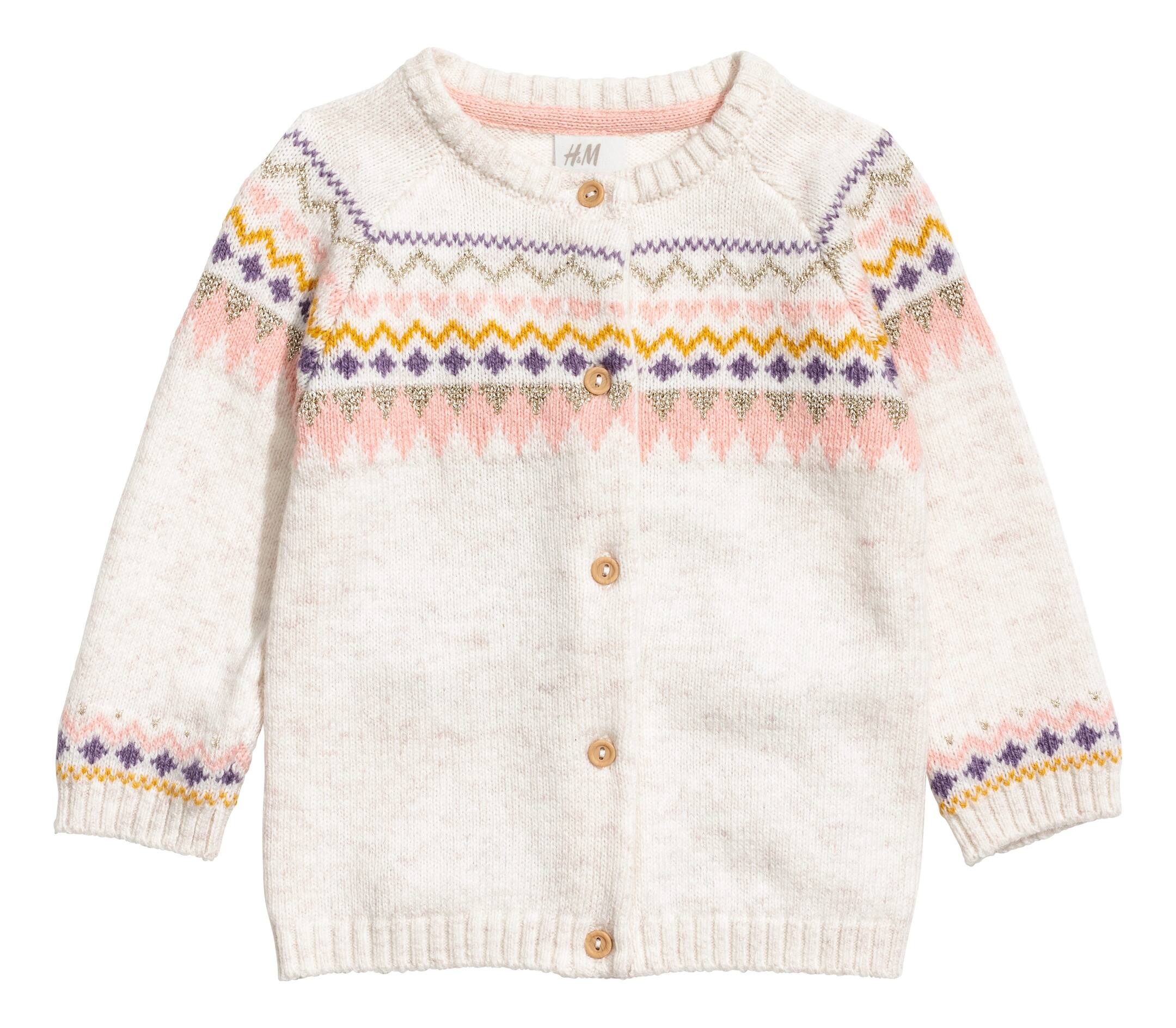 Light beige/glittery Jacquard-knit Cardigan for kids | H&M CA