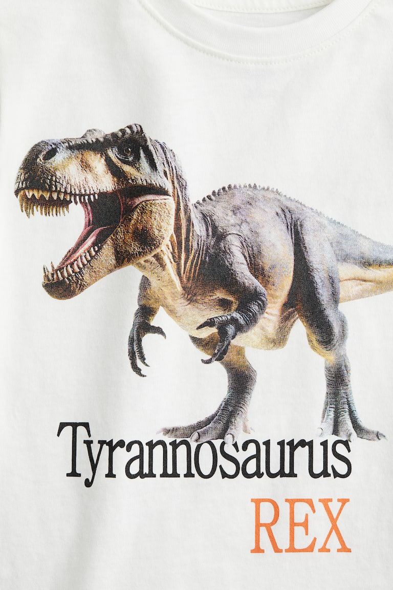 White/Tyrannosaurus Rex Printed T-shirt for kids | H&M IN