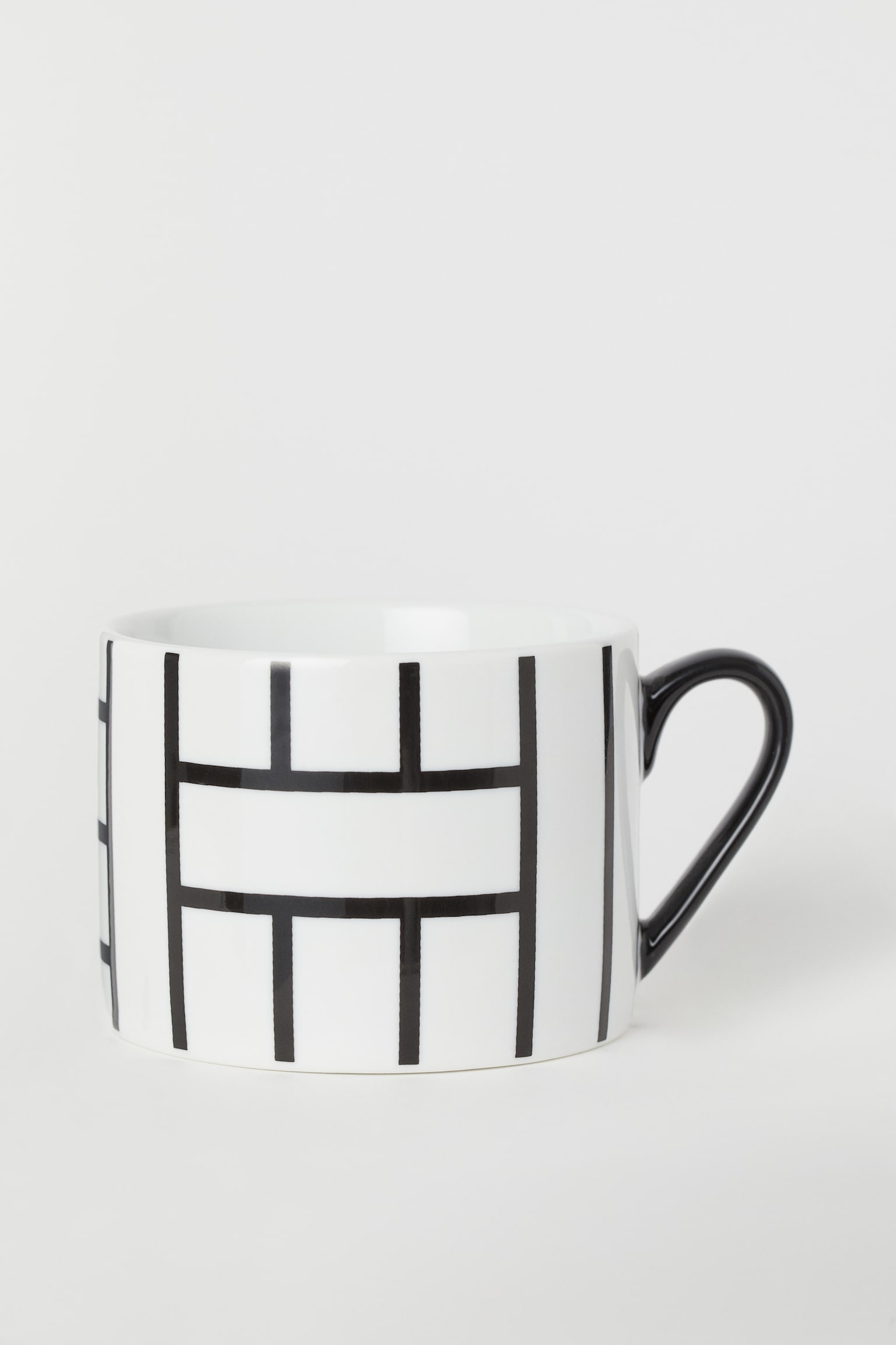 Porcelain mug - White/Black patterned - Home All | H&M GB