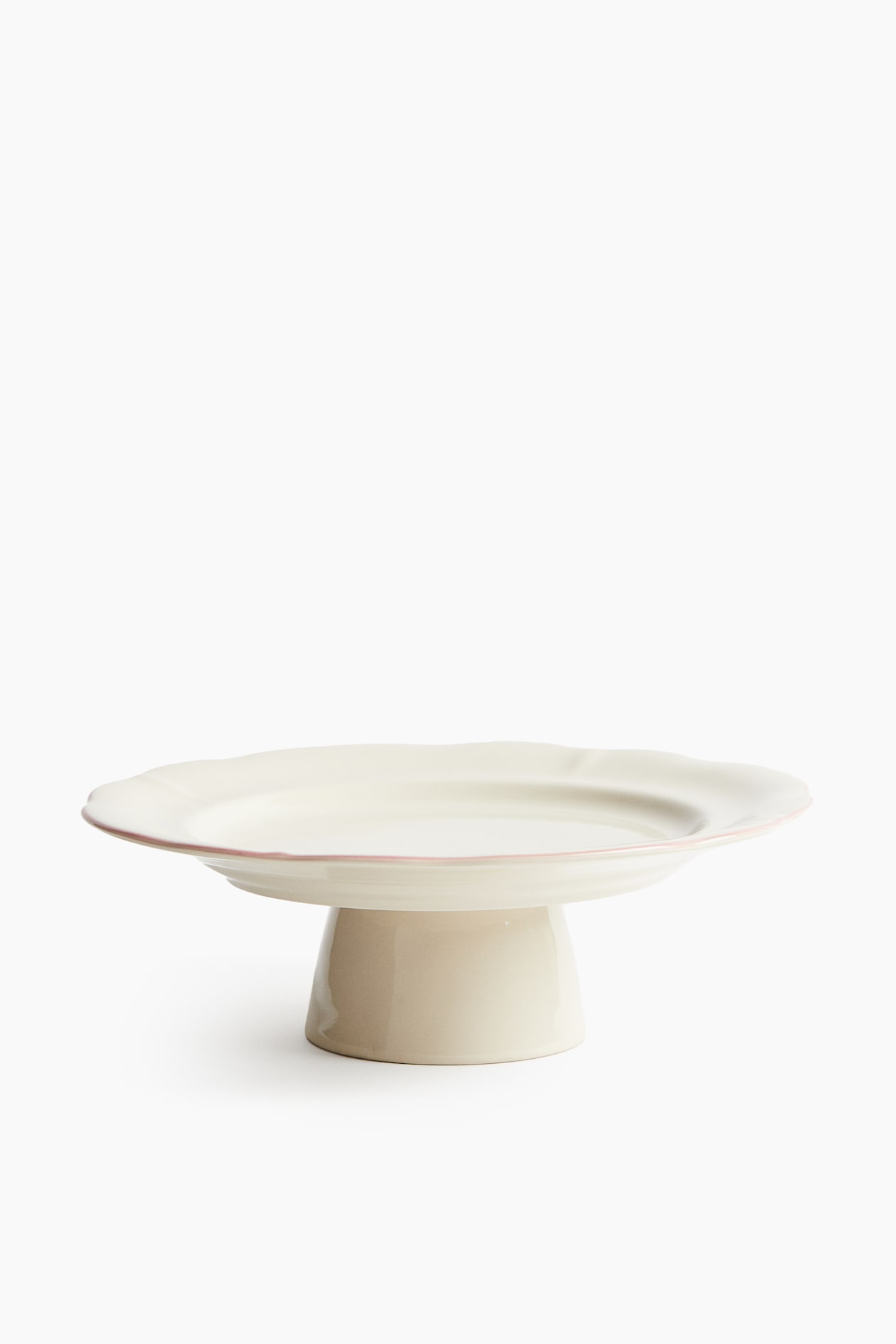 Light beige/Pink Stoneware cake stand at H&M Home | H&M GB